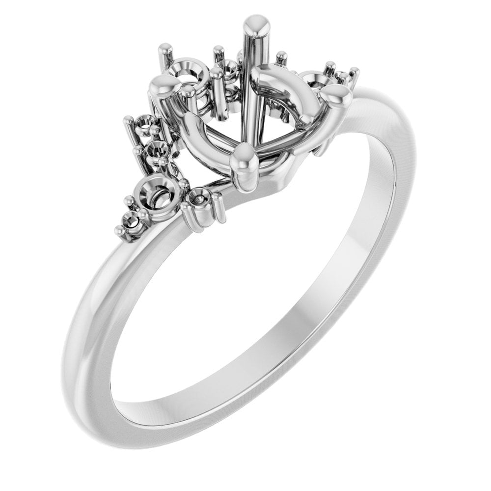 Continuum Sterling Silver 6.5mm Round Shape Accented Bridal Wedding Engagement Anniversary Band ...