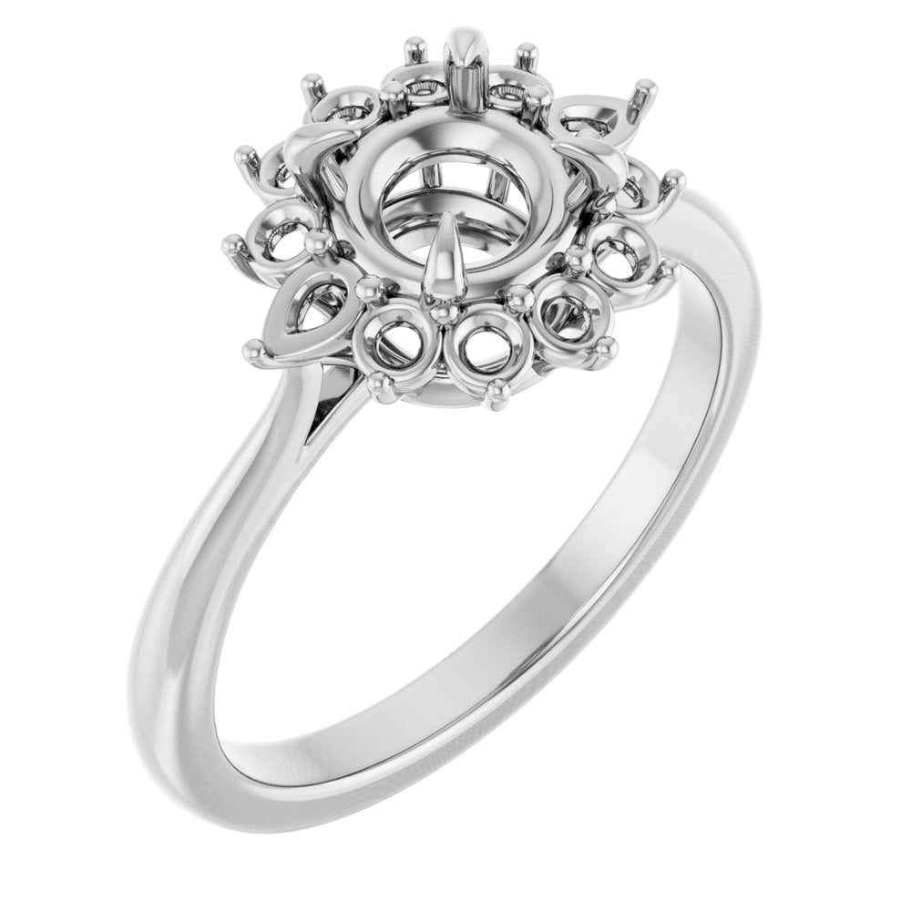 Continuum Sterling Silver 6.5mm Round Shape Halo-Style Bridal Wedding Engagement Anniversary ...