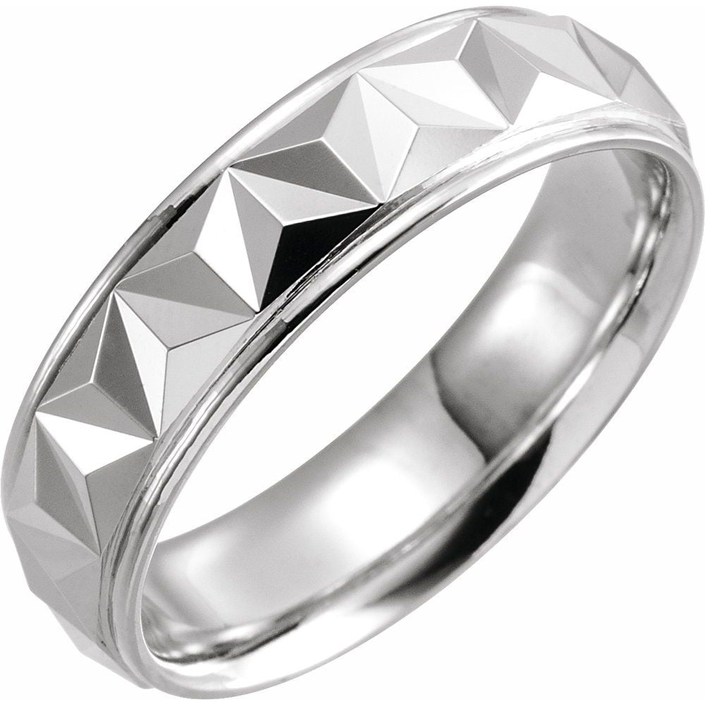 Continuum Sterling Silver 6mm Geometric Bridal Wedding Engagement Anniversary Band Ring with ...