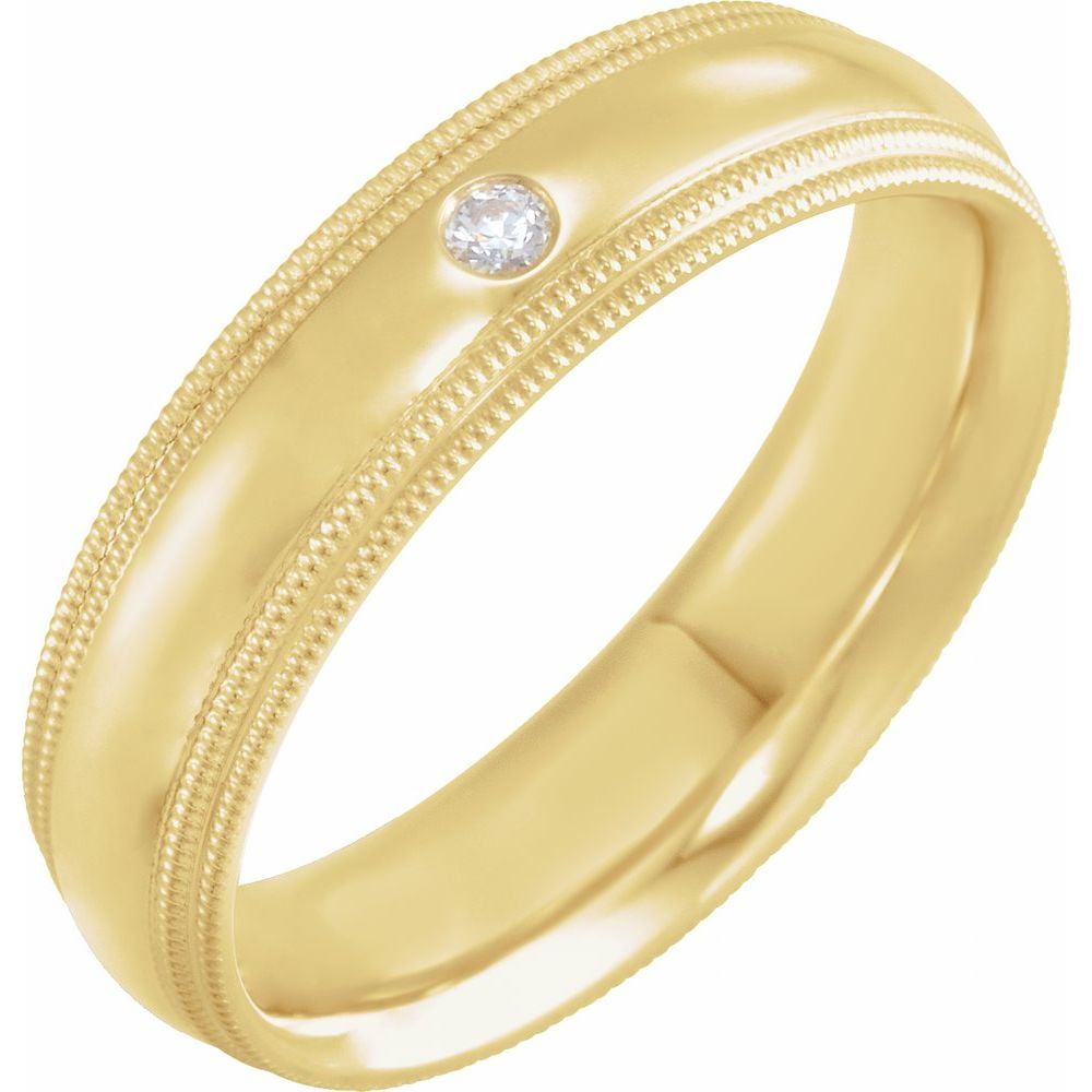 Continuum Sterling Silver 6mm Half Round Shape Comfort-Fit Milgrain ...