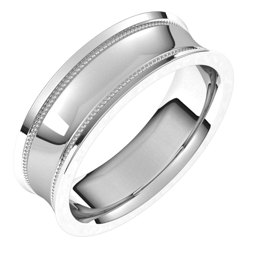Continuum Sterling Silver 6mm Milgrain Concave with Edge Classic Bridal ...