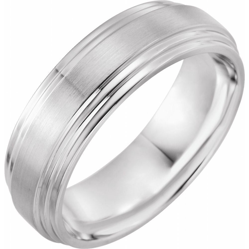 Continuum Sterling Silver 7mm Double Beveled-Edge Bridal Wedding ...