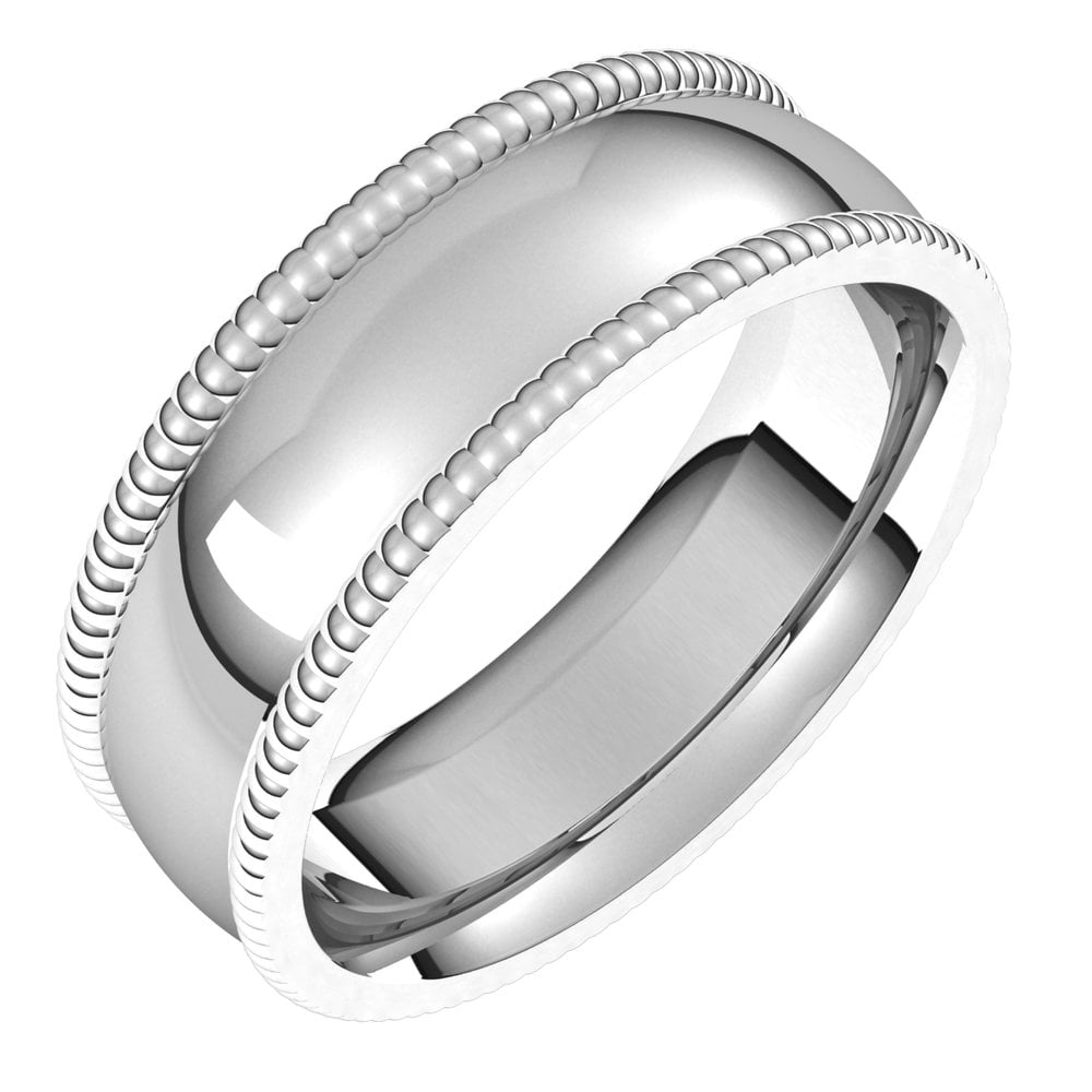Continuum Sterling Silver 7mm Extra Large Milgrain Comfort Fit Classic Bridal Wedding Engagement ...