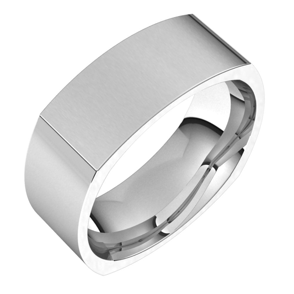 Continuum Sterling Silver 7mm Square Shape Comfort Fit Classic Bridal ...