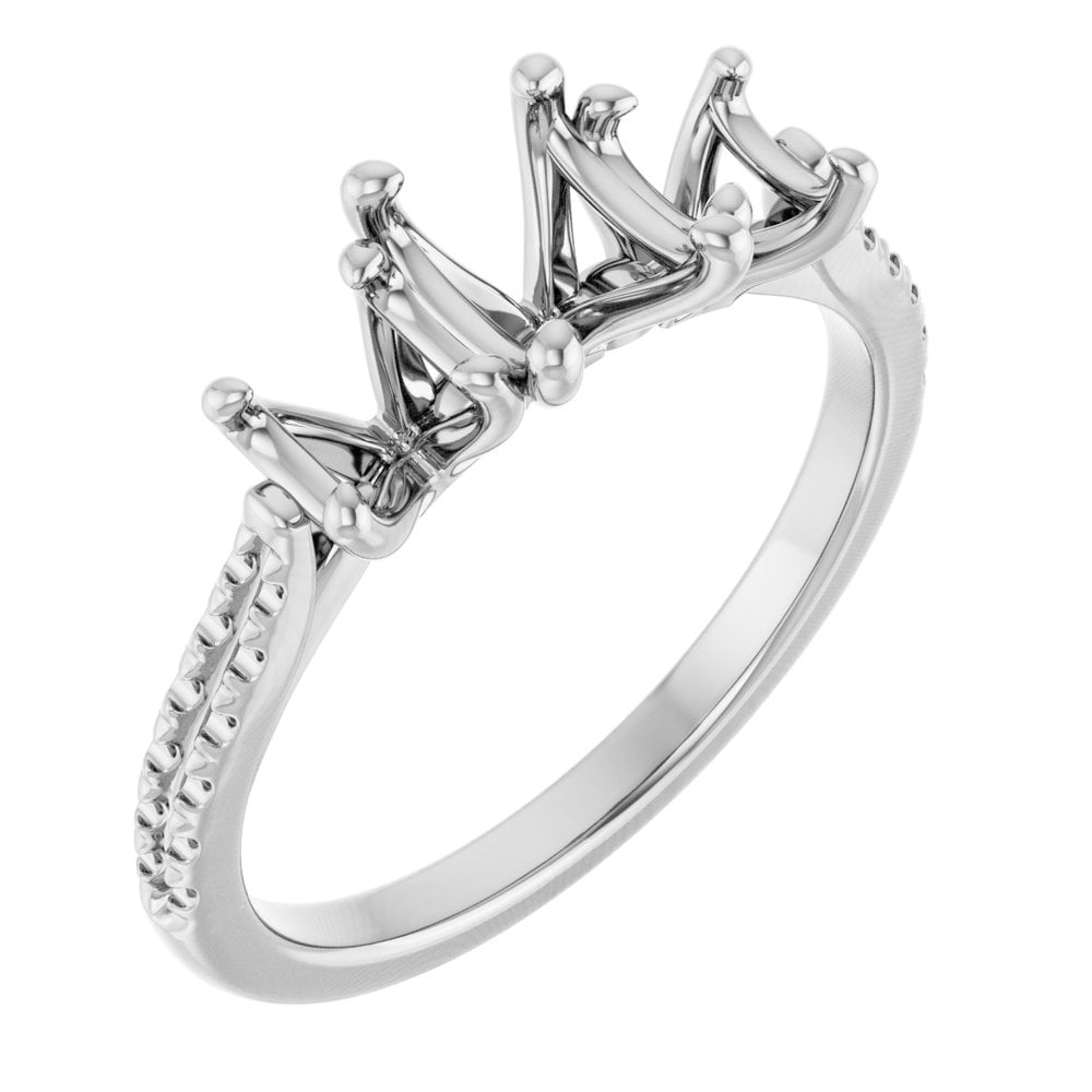 Continuum Sterling Silver 7x5mm Oval Shape French-Set 3 Three-Stone Bridal Wedding Engagement ...