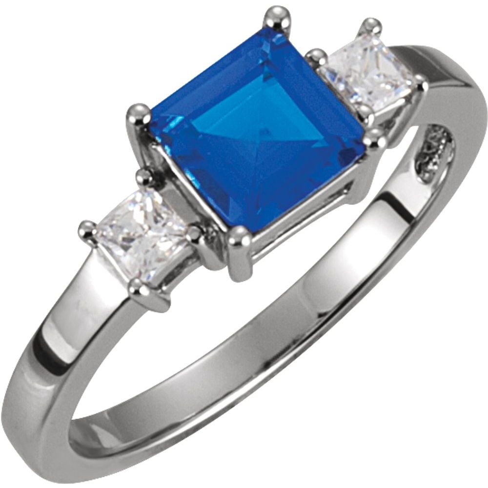 Continuum Sterling Silver 8x8mm Princess Square Shape 3 Three-Stone ...