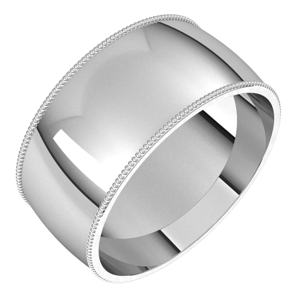 Continuum Sterling Silver 9mm Milgrain Half Round Shape Comfort Fit ...