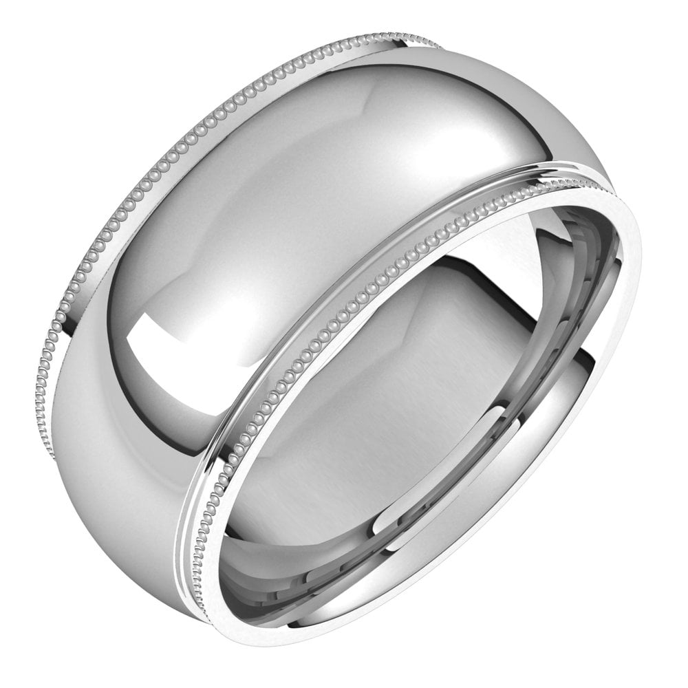 Continuum Sterling Silver 9mm Milgrain Half Round Shape Comfort Fit ...