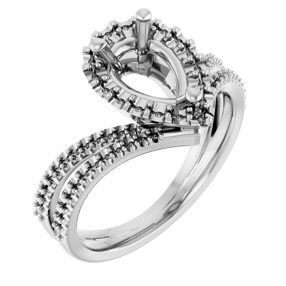 Continuum Sterling Silver 9x6mm Pear Shape Halo-Style Bridal Wedding Engagement Anniversary Band ...