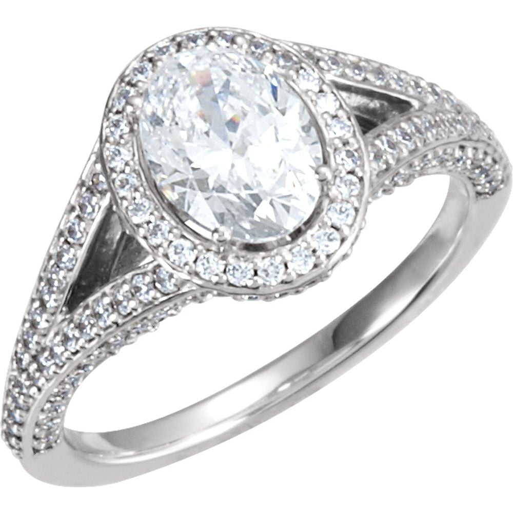 Continuum Sterling Silver 9x7mm Oval Shape Halo-Style Bridal Wedding Engagement Anniversary Band ...