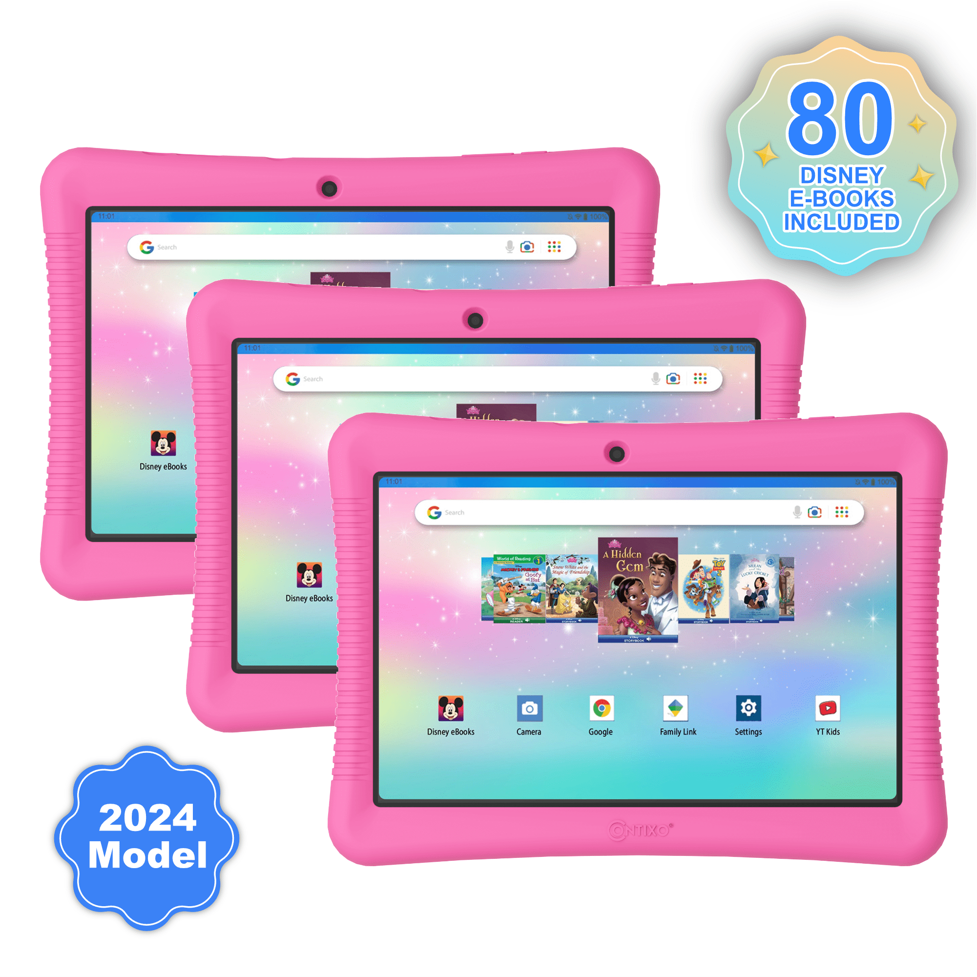(3 pack) Contixo 10" Kids Tablet, 2024 Model, 80 FREE Disney Storybooks ...