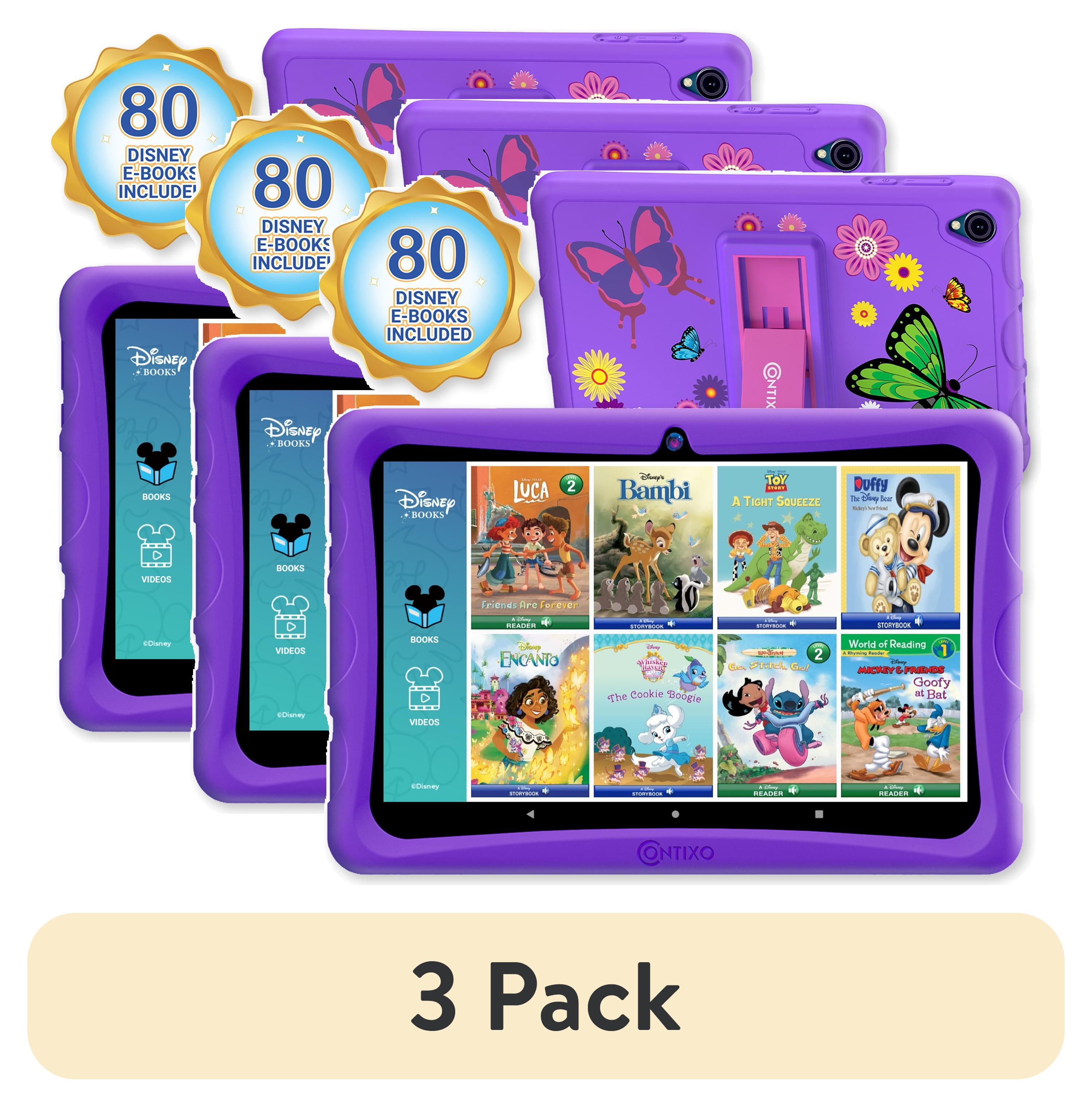 (3 pack) Contixo 10" Kids Tablet, 2025 Model, 80 FREE Disney eBooks ...