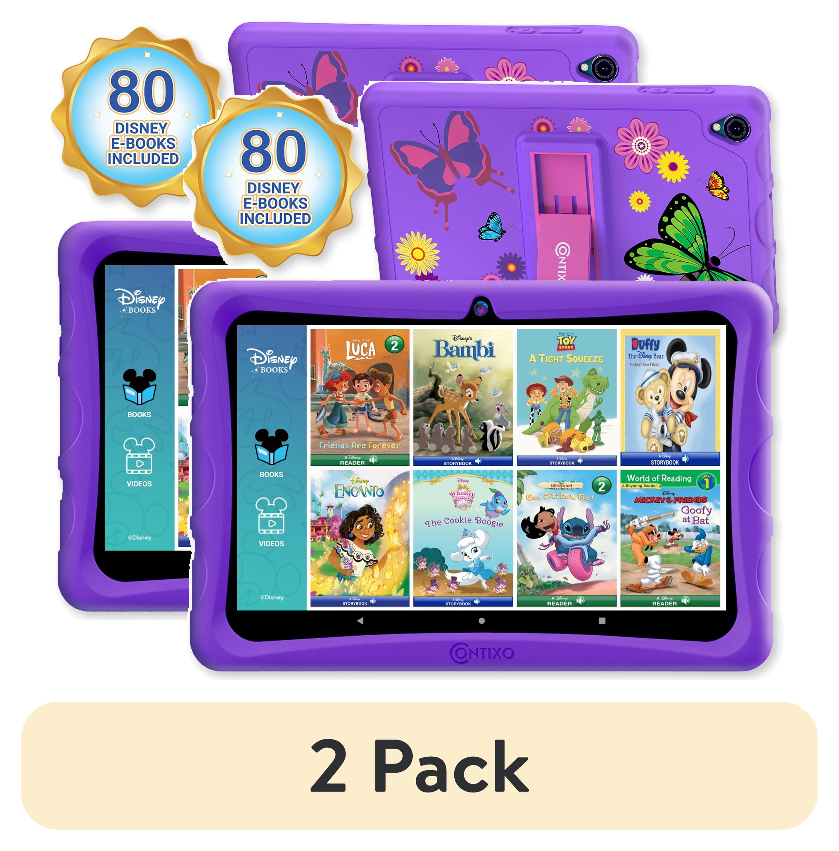(2 pack) Contixo 10" Kids Tablet, 2025 Model, 80 FREE Disney eBooks ...