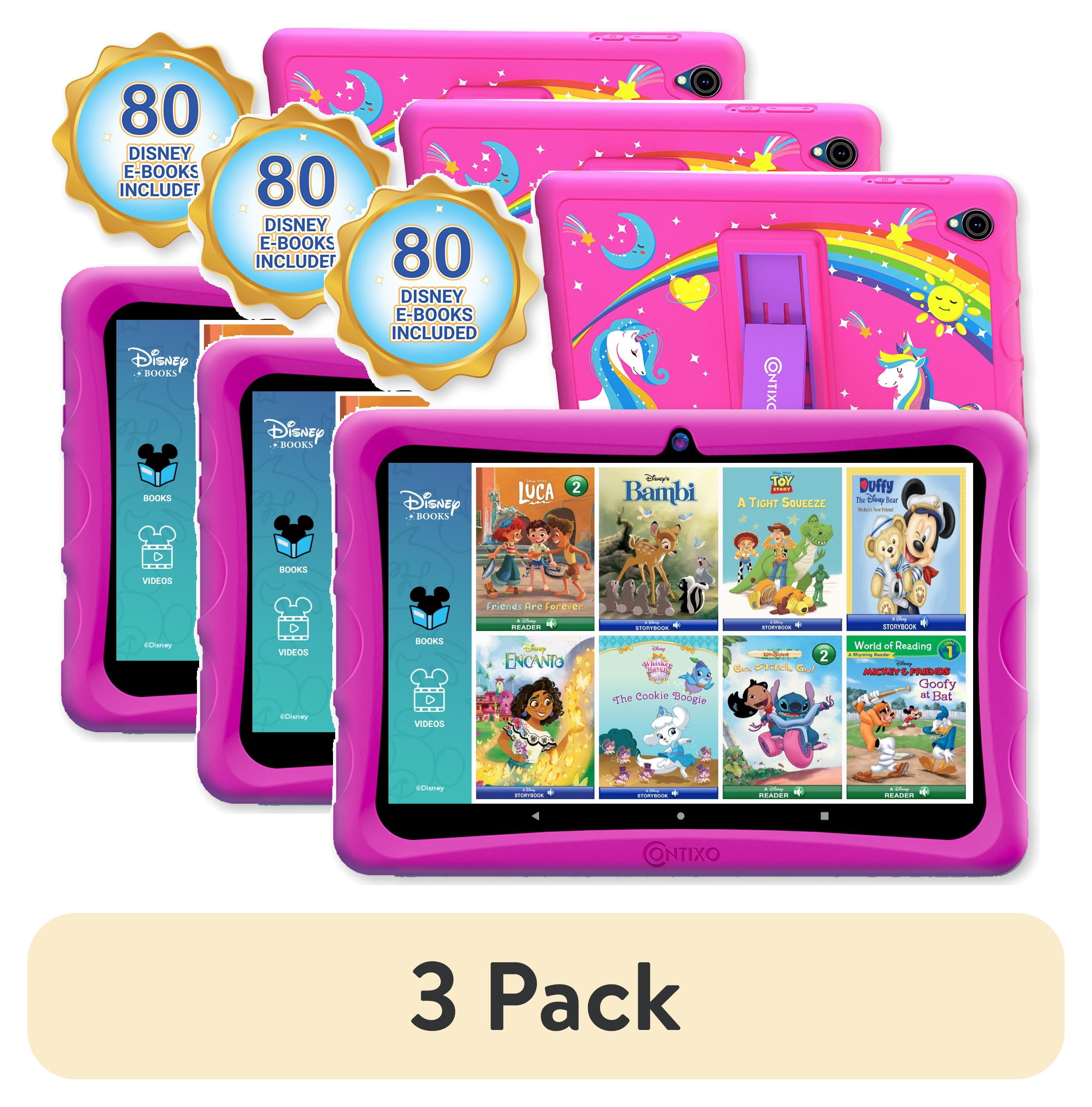 (3 pack) Contixo 10" Kids Tablet, 2025 Model, 80 FREE Disney eBooks ...