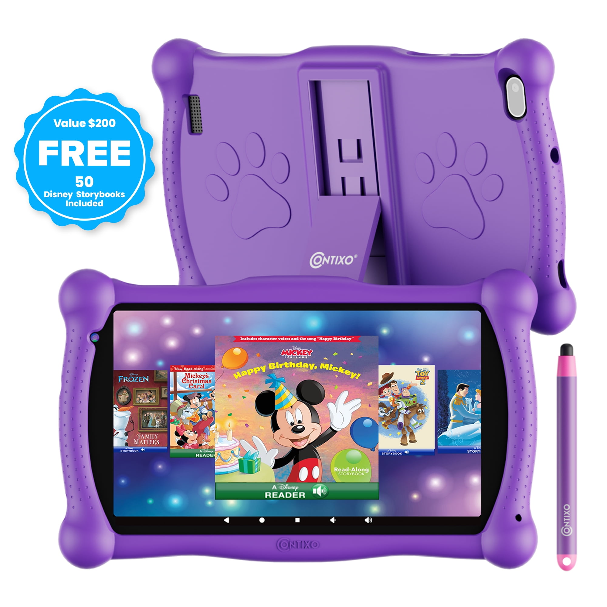 Contixo 7\ Kids Tablet, 2024 Model, 50 FREE Disney eBooks, 32GB ...