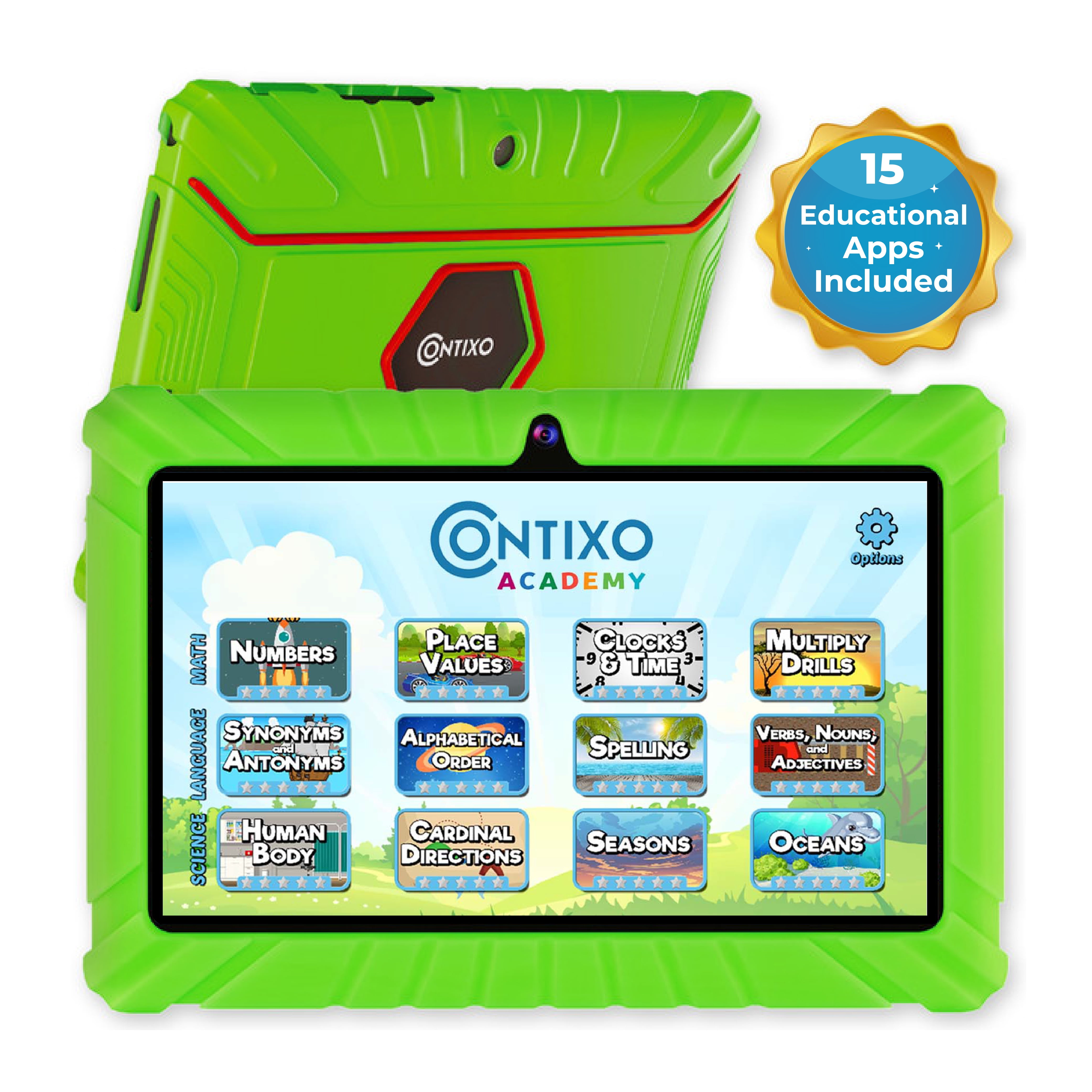 Contixo Academy 7" Kids Tablet 32GB + Kid-Proof Case (2024), Parental ...