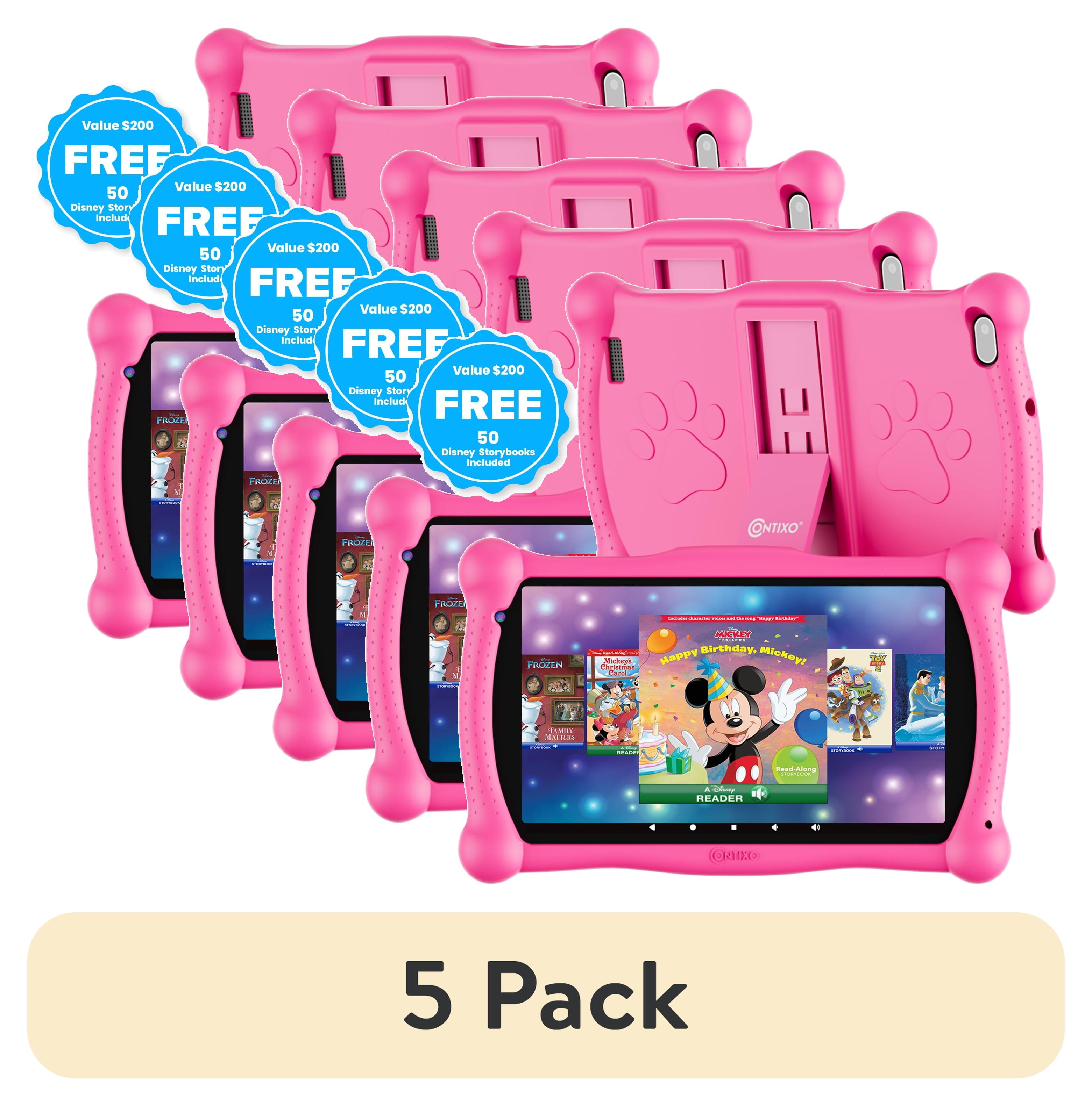 (5 pack) Contixo 7" Kids Tablet, 2025 Model, 50 FREE Disney eBooks ...