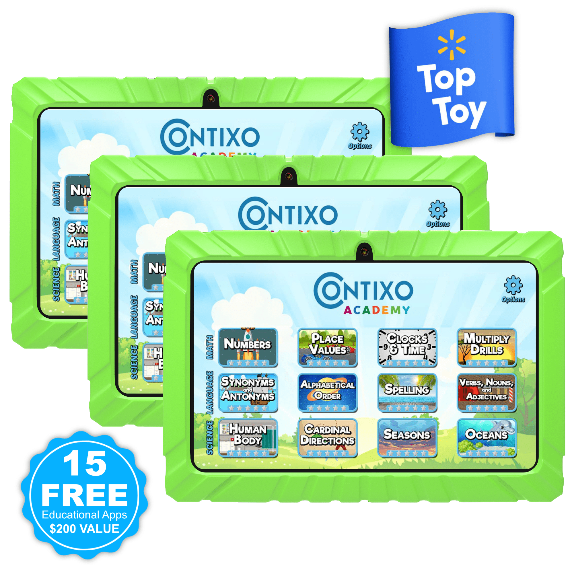 (3 pack) Contixo 7" Kids Tablet, 2024 Model, STEM Learning, Educational ...