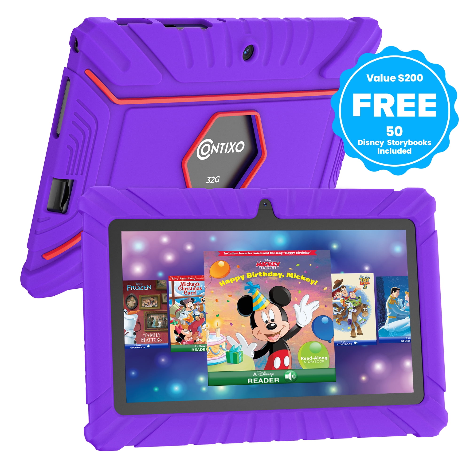 Contixo 7" Kids Tablet, Ages 3-7, 50+ Disney eBooks, Kid-Proof Case ...