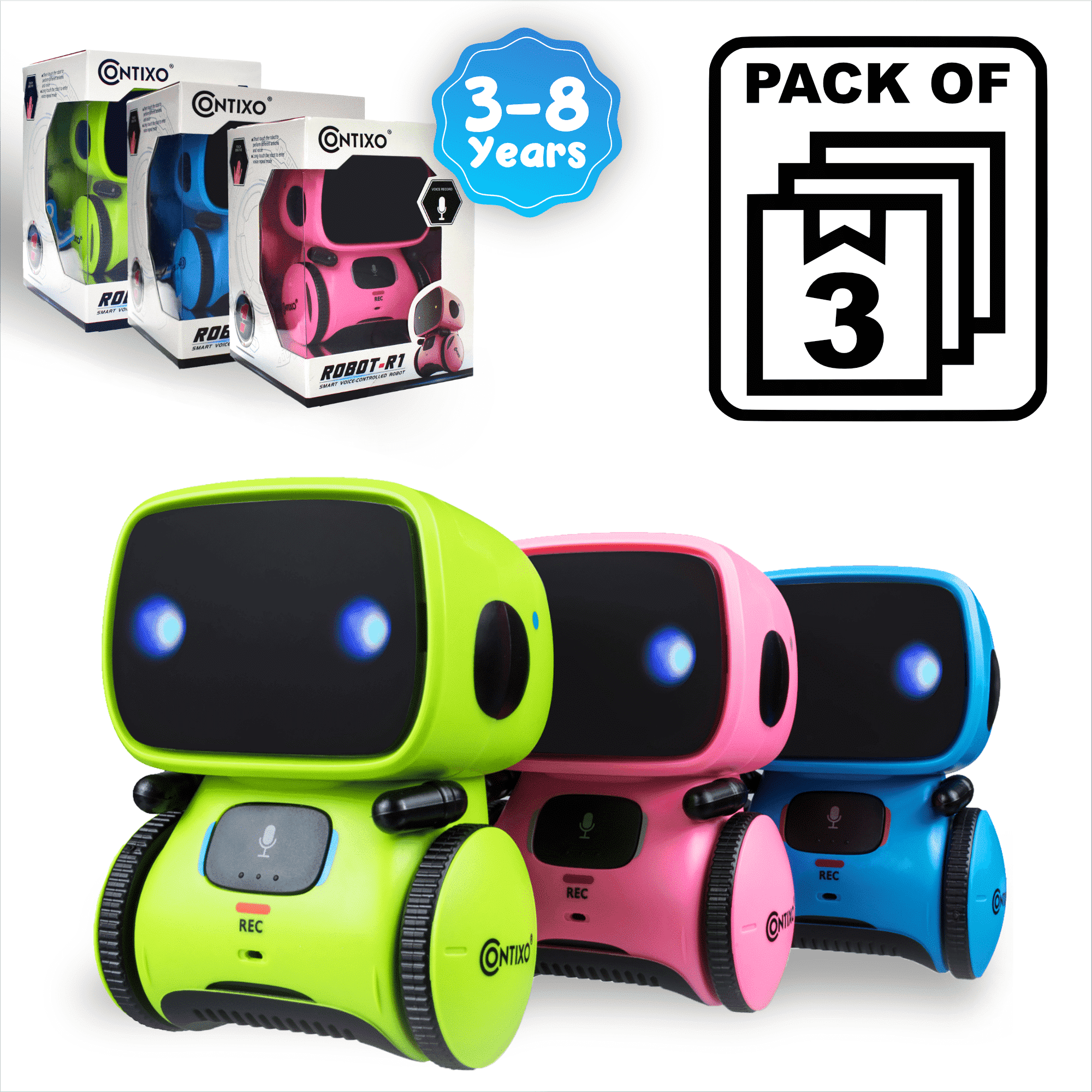 Contixo Interactive Smart Robot Multicolor Bundle, Learning Kids Toy ...