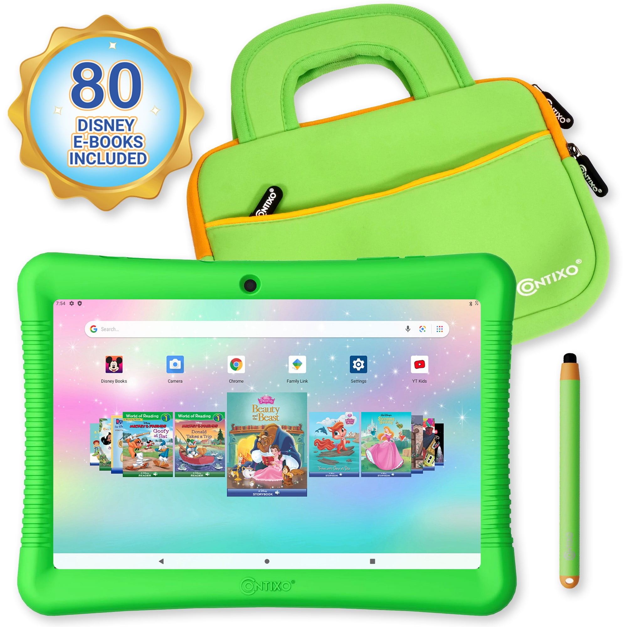 Contixo 10" Kids Tablet Bundle, 80 Disney eBooks, Case w/ Kickstand ...