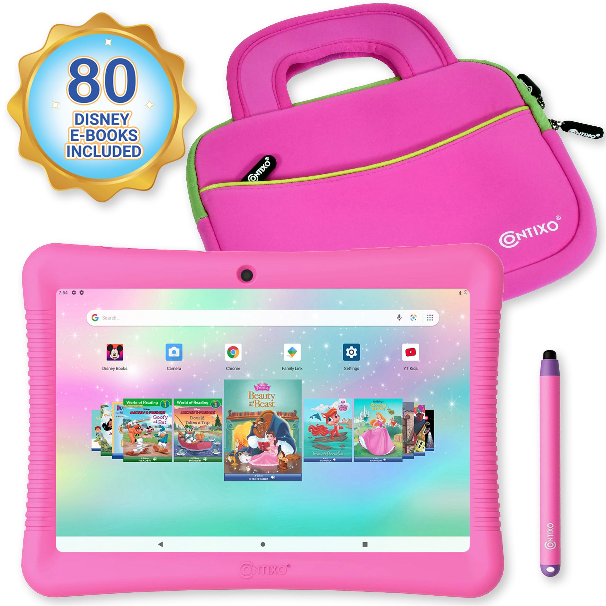 Contixo K102 10" Kids Tablet and Tablet Bag Bundle, 64GB Storage, 80 ...