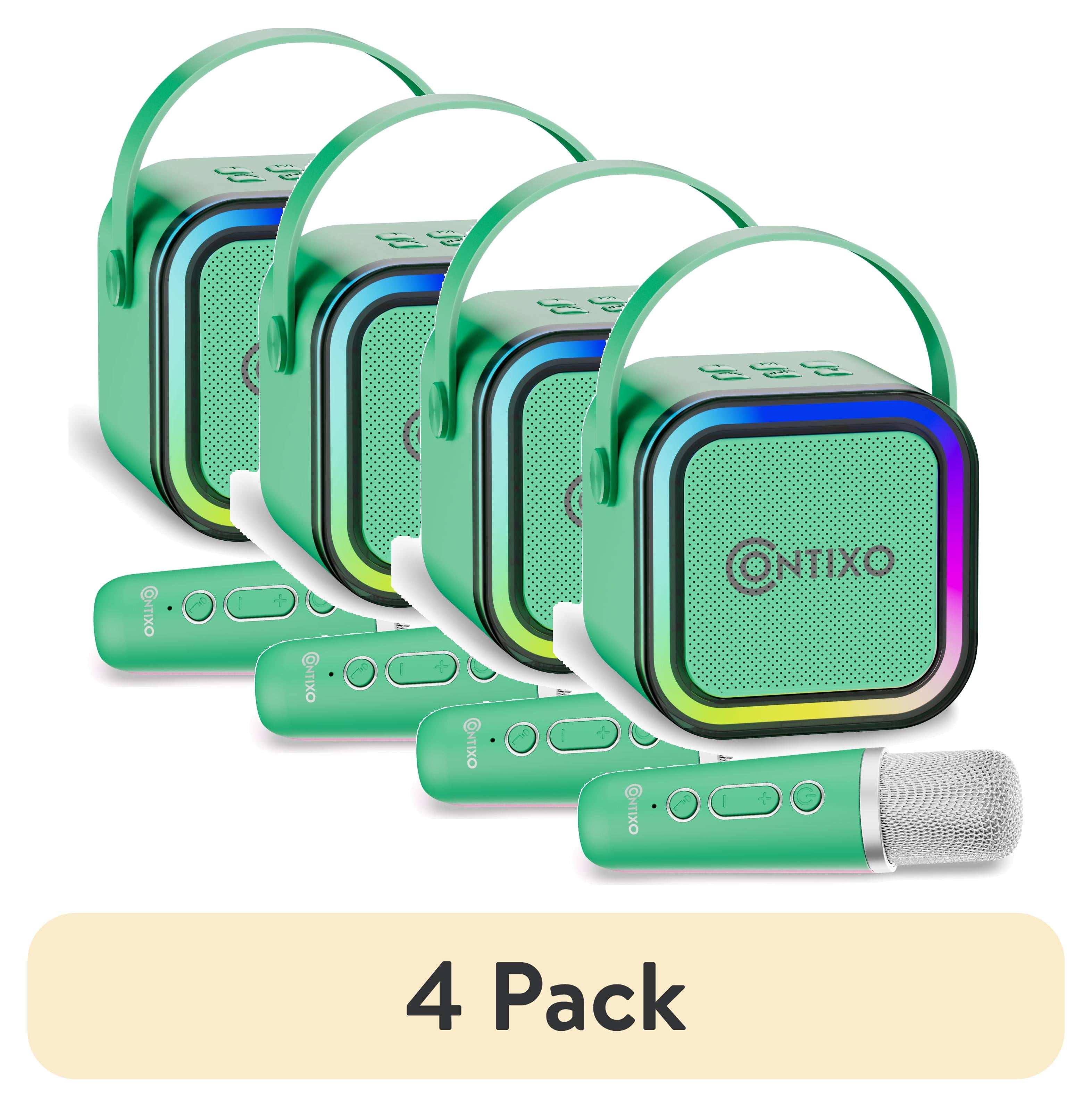 (4 pack) Contixo Mini Karaoke Machine, Portable Bluetooth Speaker + 2 ...