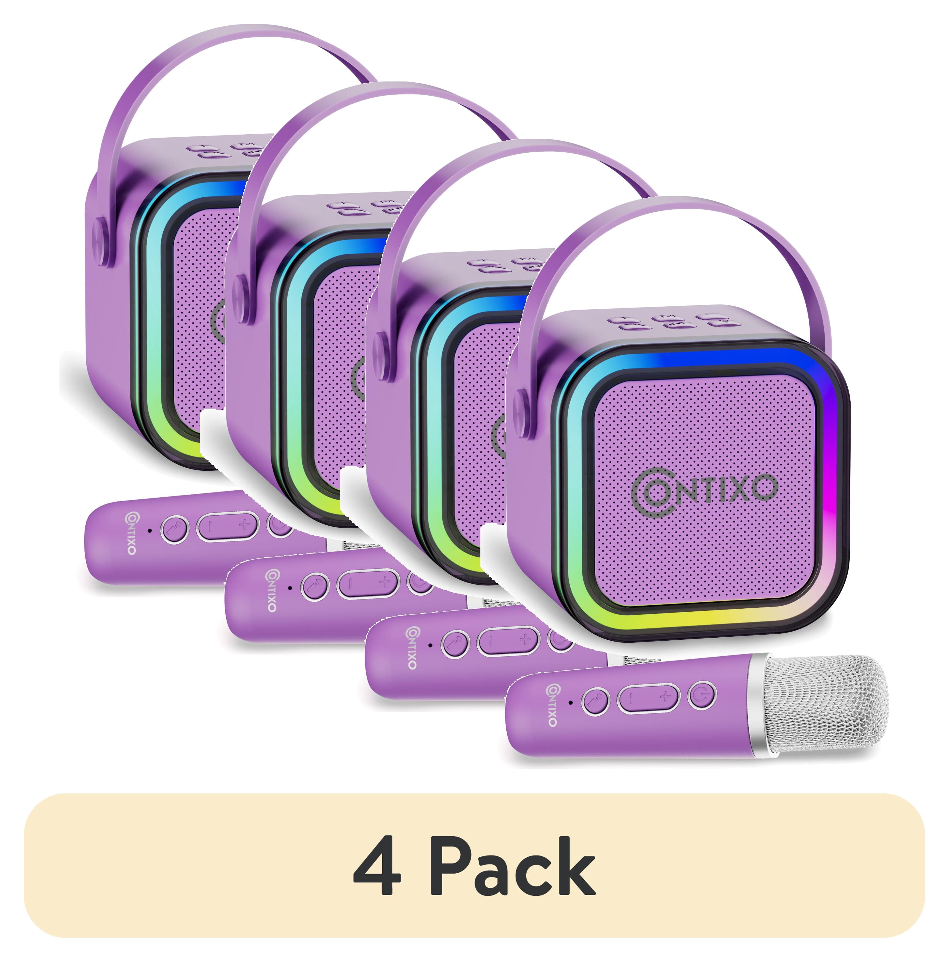 (4 pack) Contixo Mini Karaoke Machine, Portable Bluetooth Speaker + 2 ...