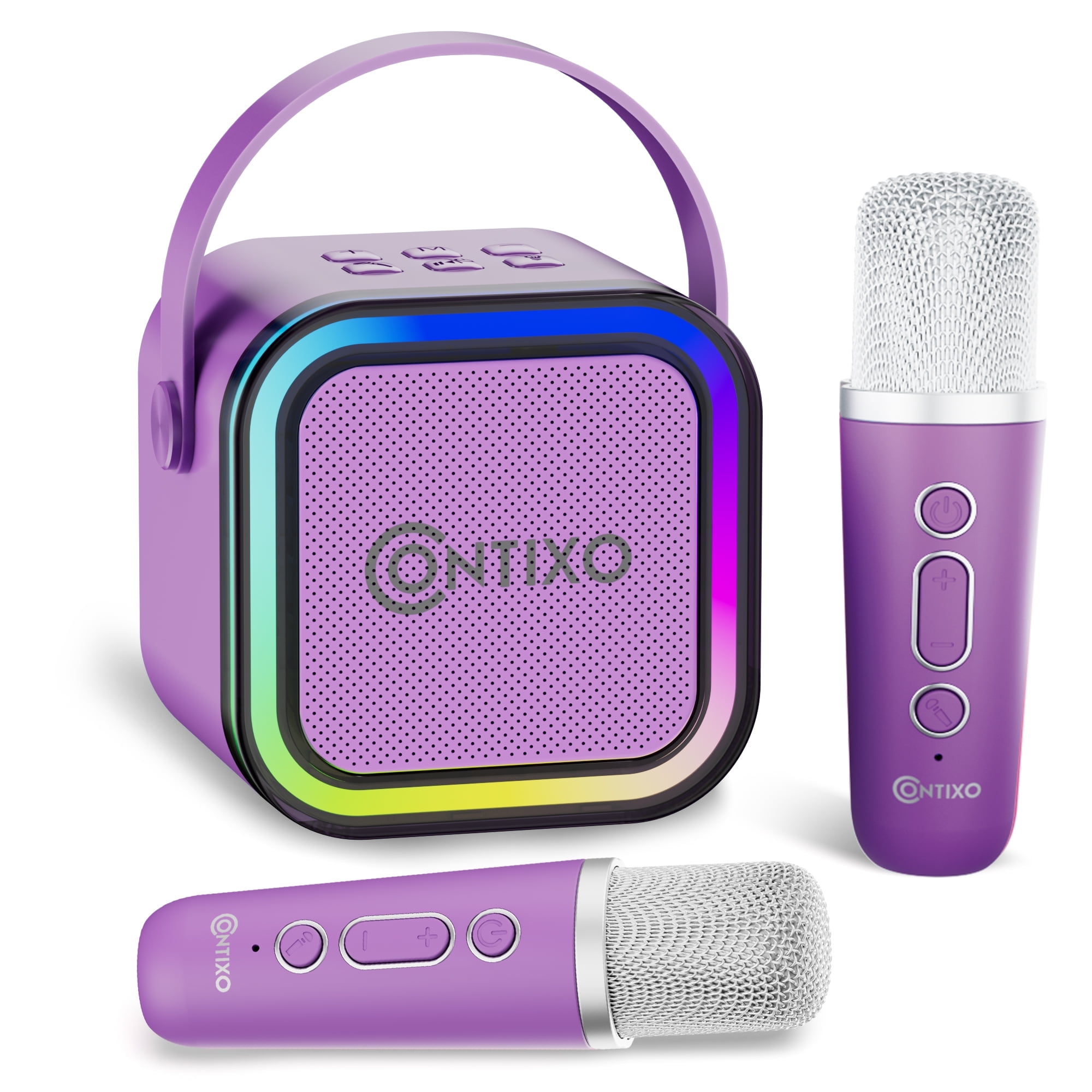 Contixo Mini Karaoke Machine, Portable Bluetooth Speaker + 2 Wireless ...