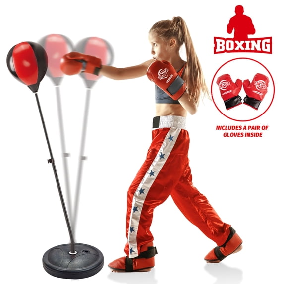 Contixo Kids Punching Bag Set, Adjustable Stand, Boxing Gloves, Spring ...
