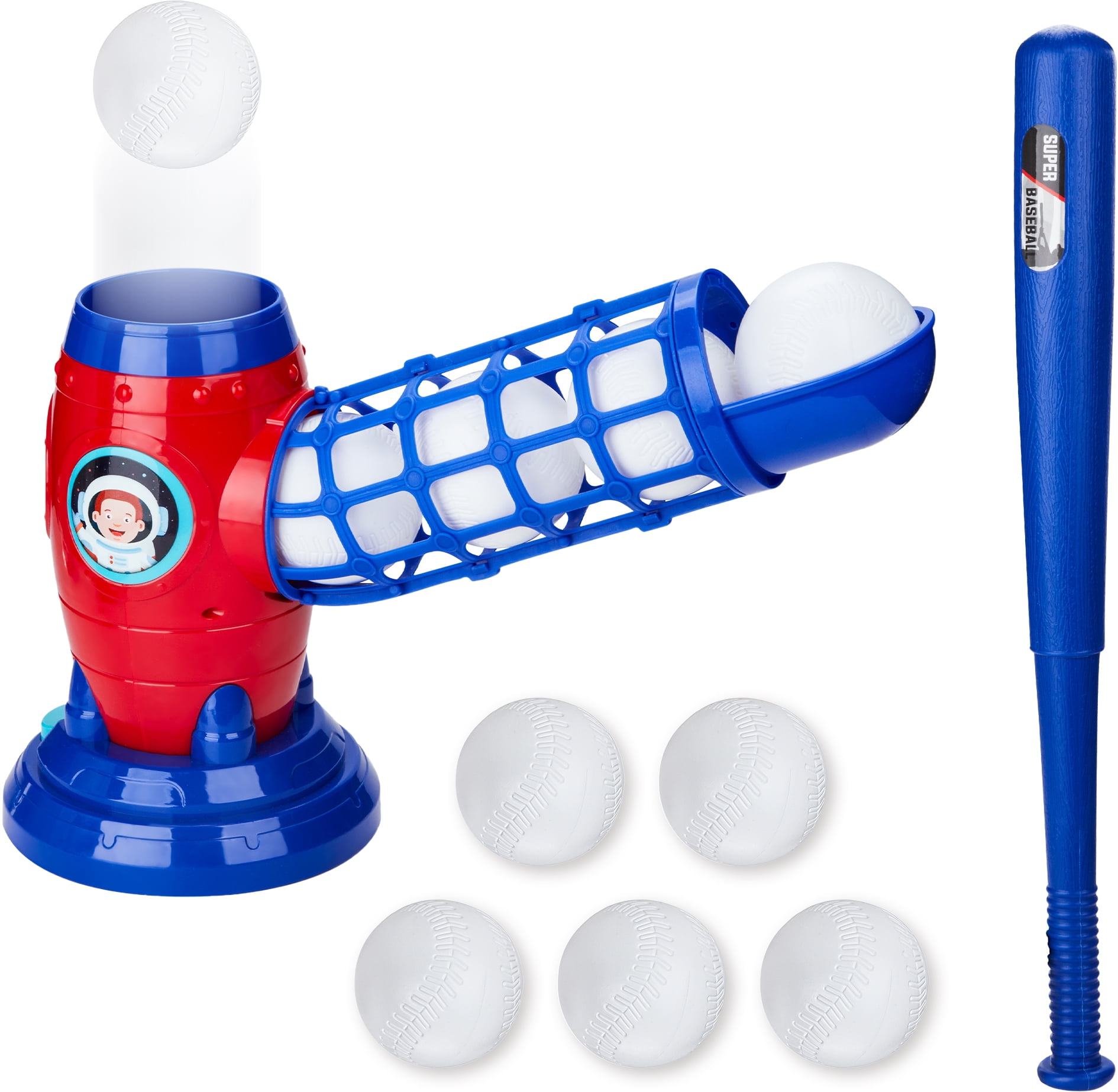 Contixo Kids T-Ball Set, Ages 3-5, Ball Launcher, 5 Balls & Adjustable ...