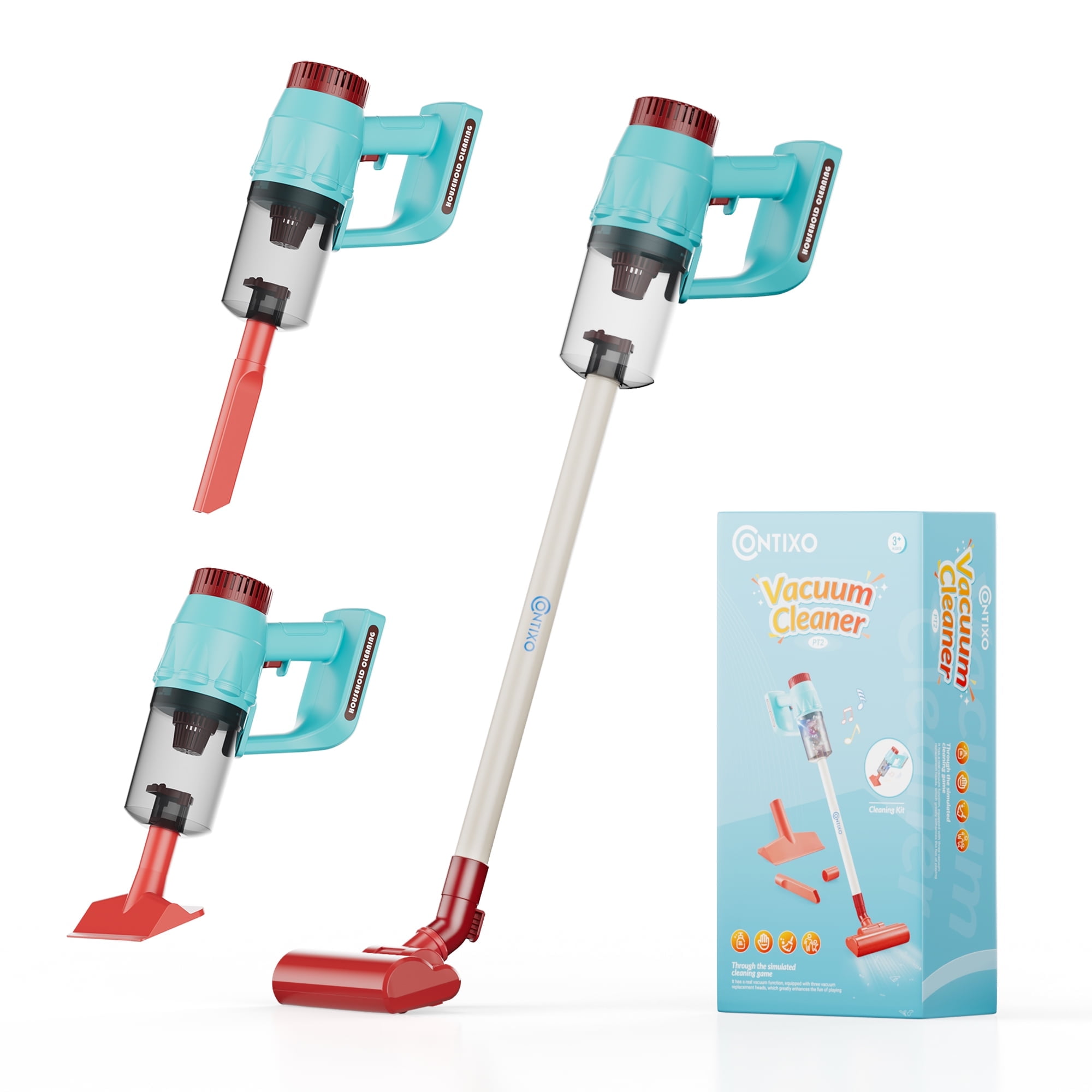 Contixo - Kids Vacuum Cleaner Toy, 3-in-1 Design, Lights, Sounds ...