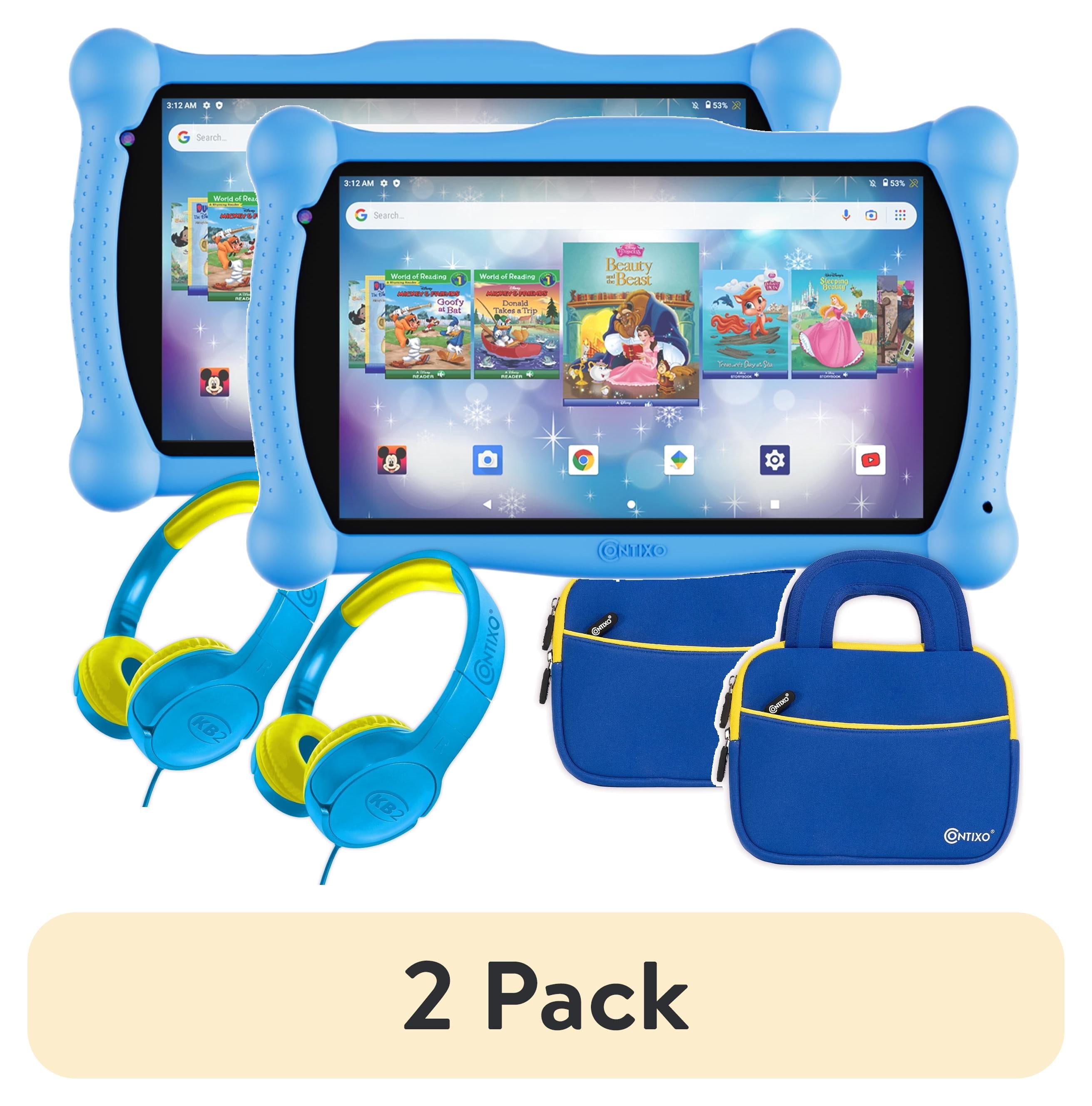 (2 pack) Contixo 7" Kids Tablet Bundle, Kids Ages 3-12, 50 FREE Disney ...