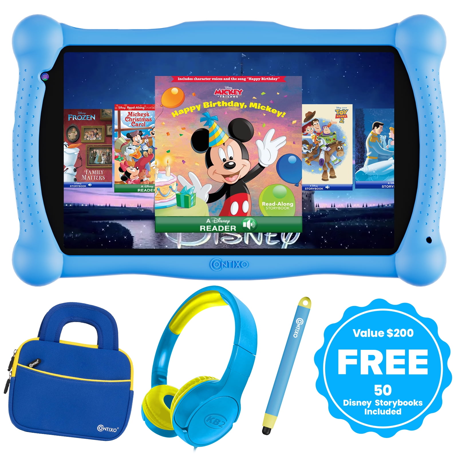 "Contixo V10 7"" Kids Tablet Bundle, WiFi, Headphones, Bag, 32GB, 50 ...