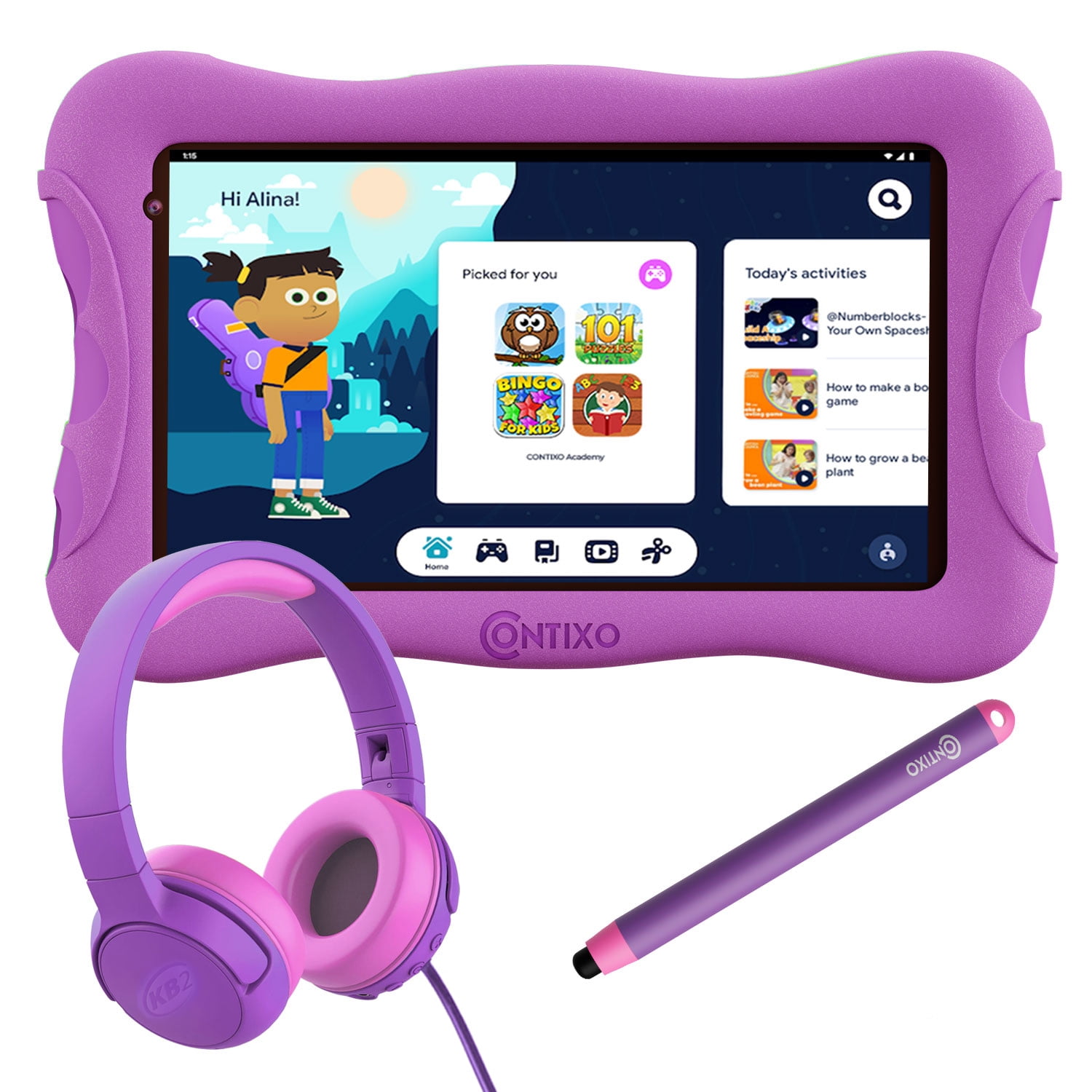 Contixo 7 inch Kids Learning Tablet V10Plus Bundle with Apps, Parent ...