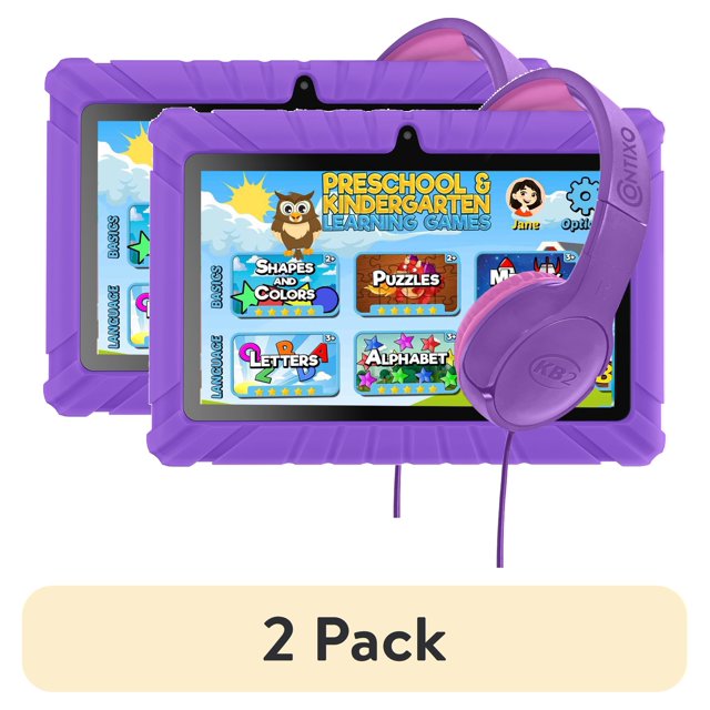 (2 pack) Contixo 7" Kids Tablet Bundle, STEM Learning w/ Contixo ...