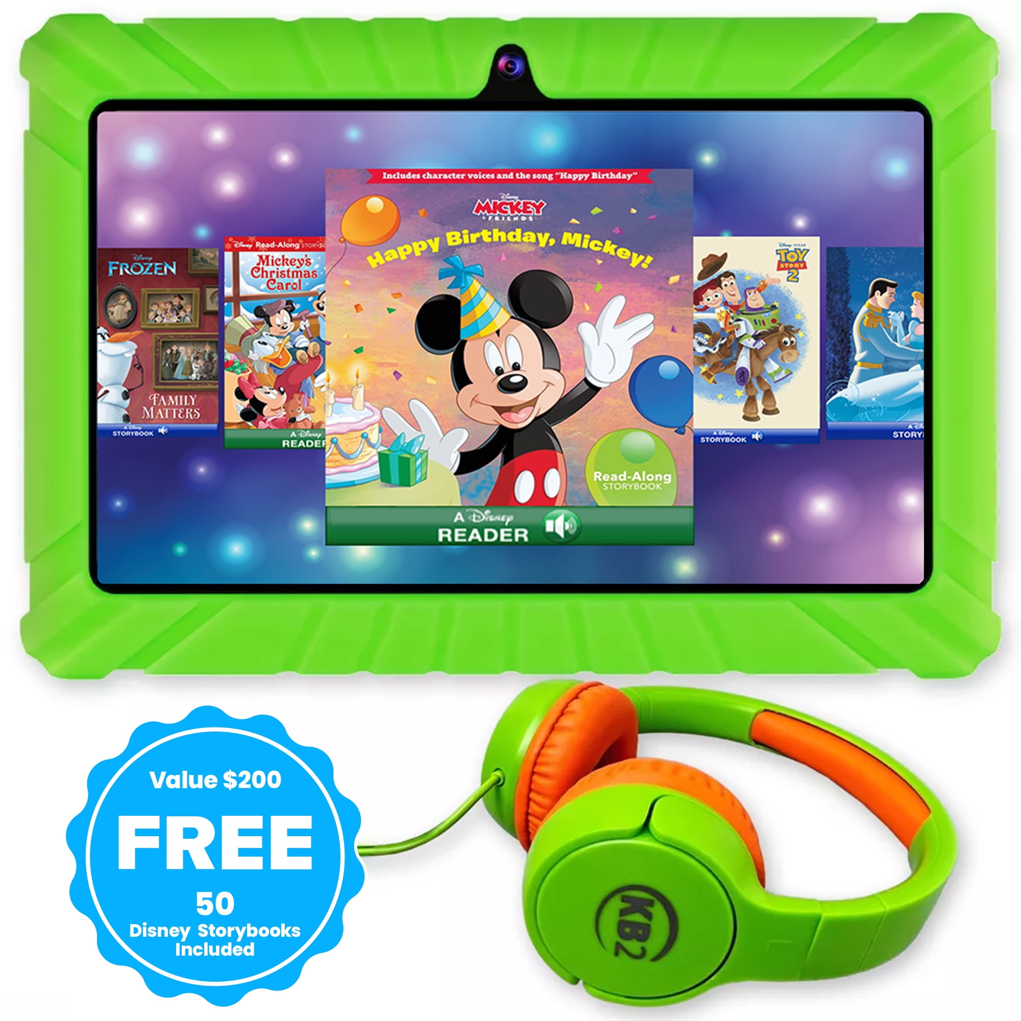 Contixo 7" Kids Tablet Bundle, STEM Learning w/ 50 Disney Stories, Kids ...