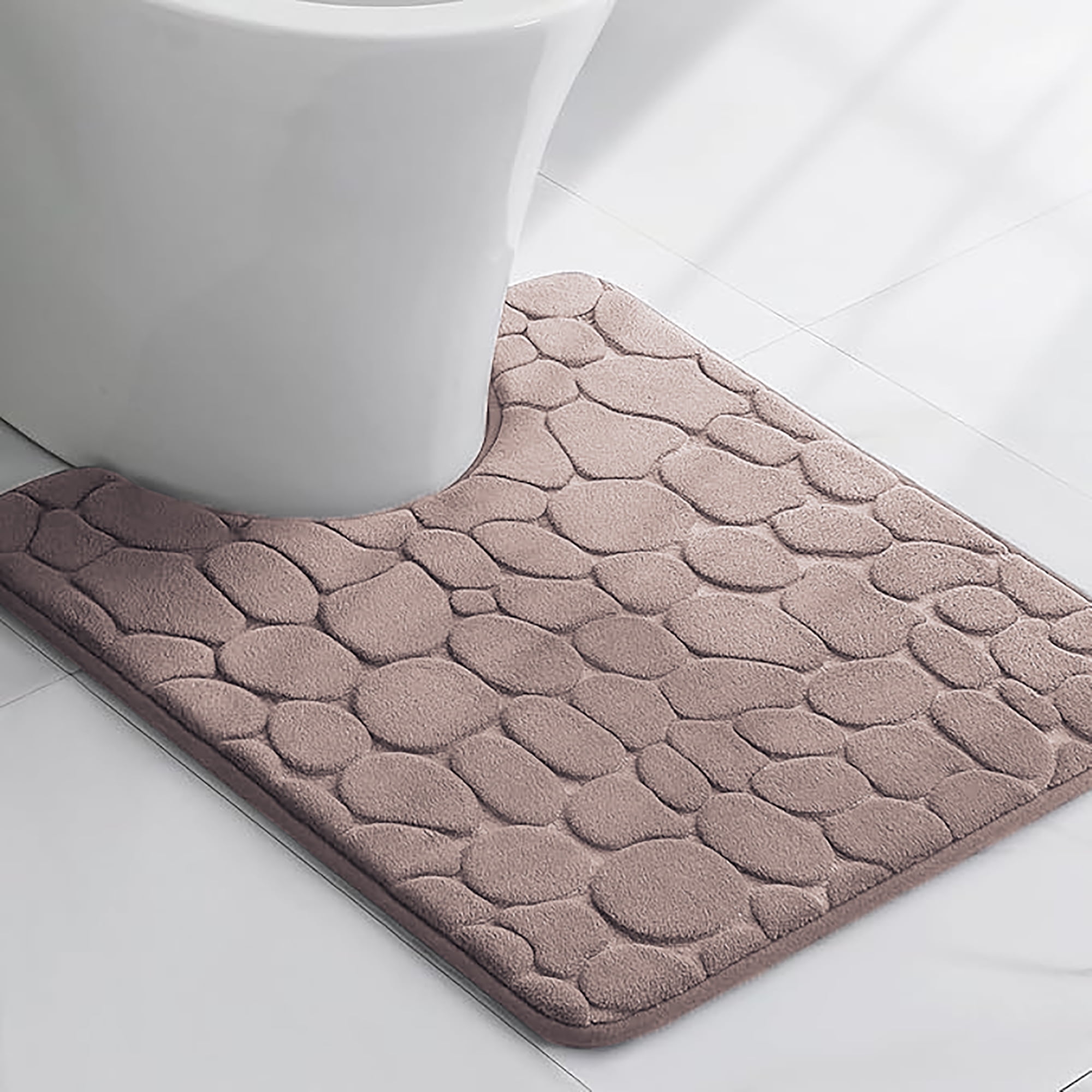 Memory Foam Contour Bath Mat Taupe Pebble Design 18x20 - Walmart.com