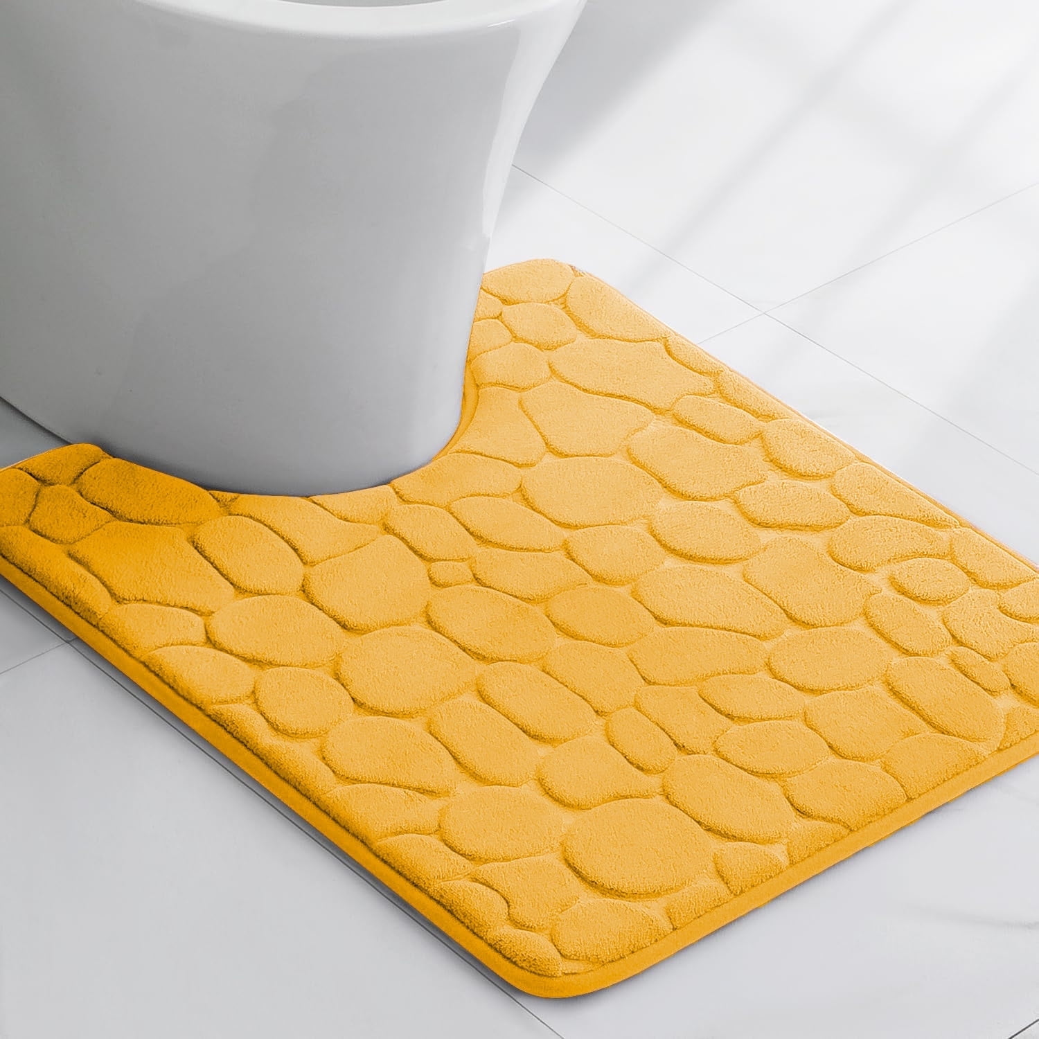 Evideco French Home Goods Memory Foam Contour Bath Mat Mustard Yellow ...