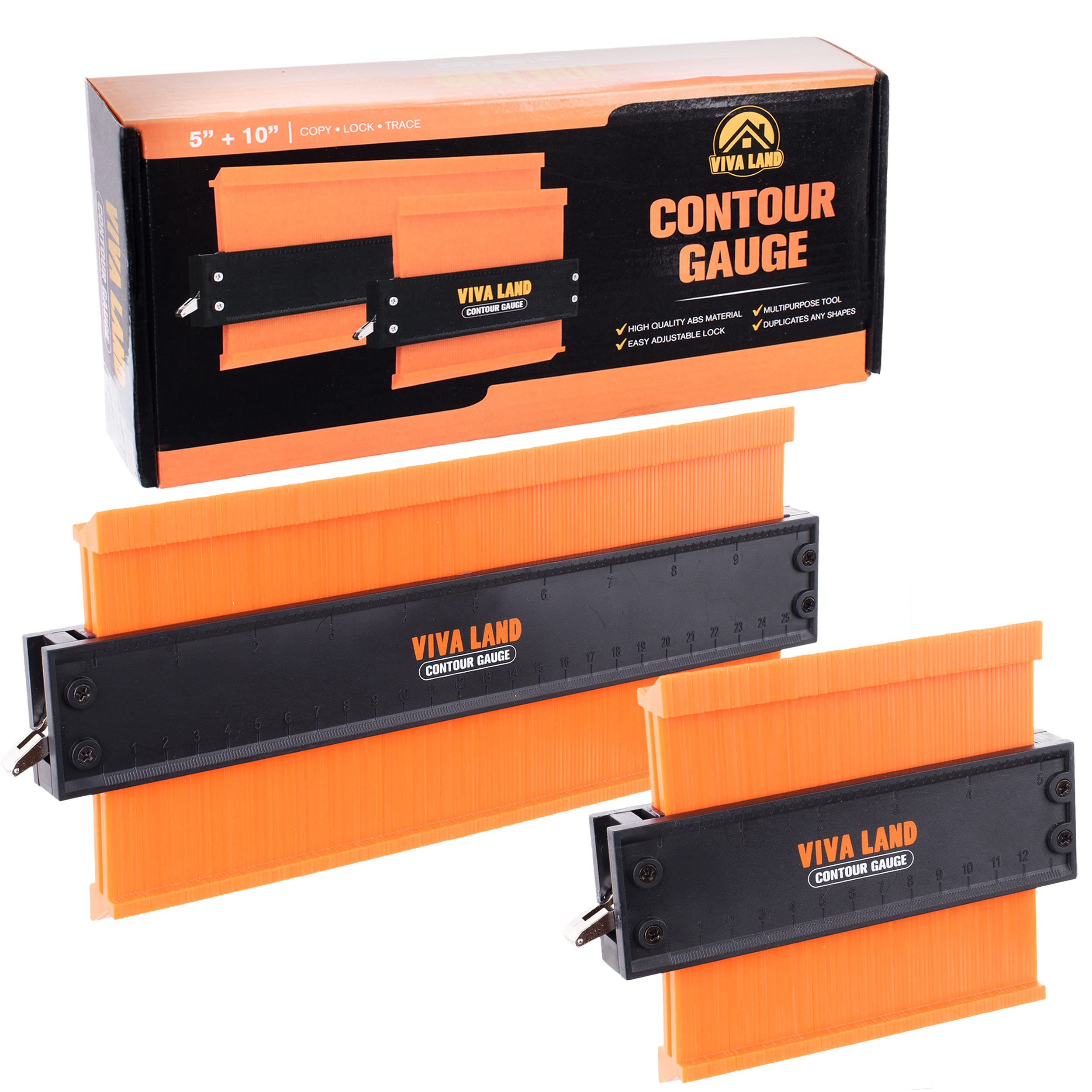 Contour Gauge Tool for Home Improvement 2 Pack, and 5” Outline Marking ...