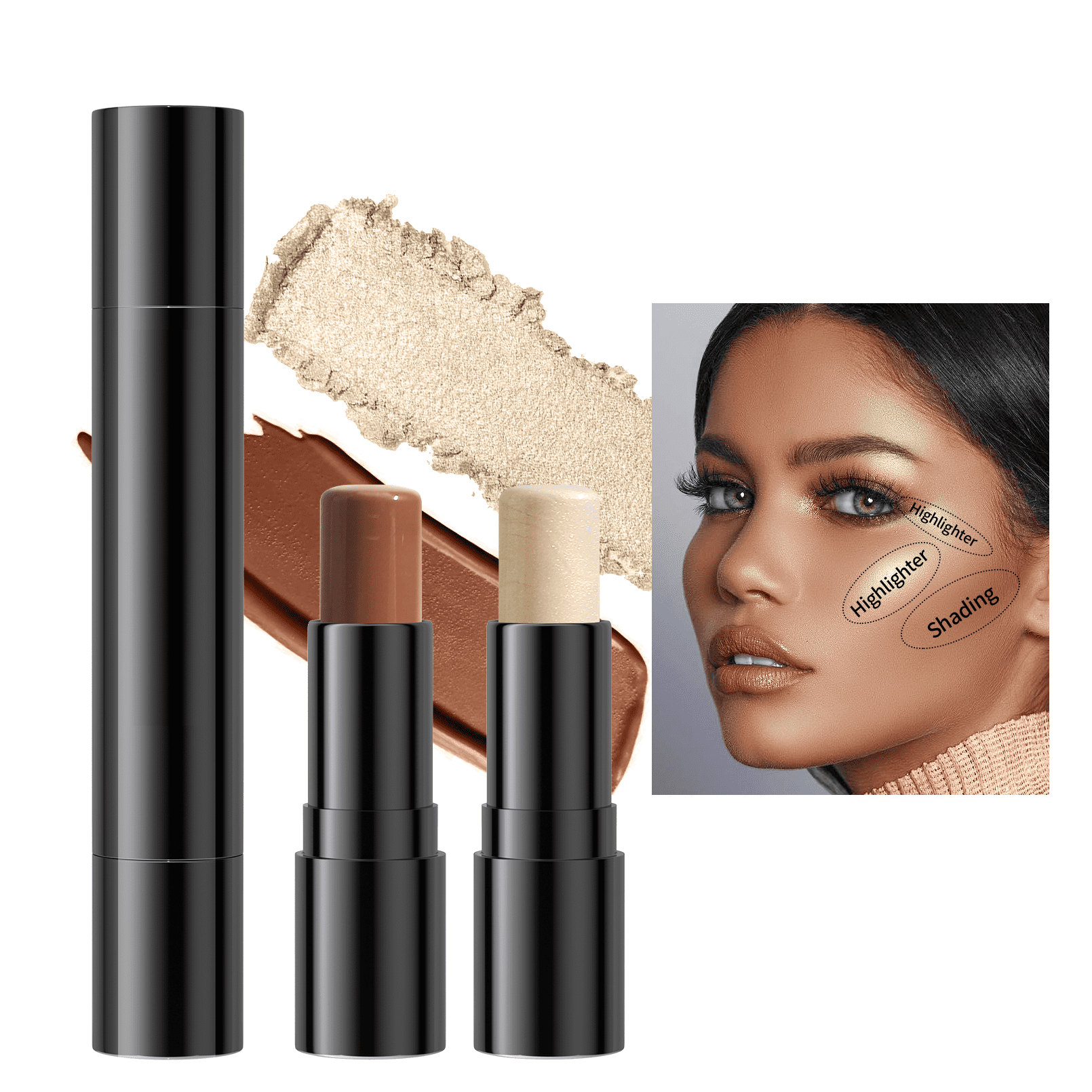 Contour Highlighter Stick Double Ended 2 in 1 Contouring Brightener ...