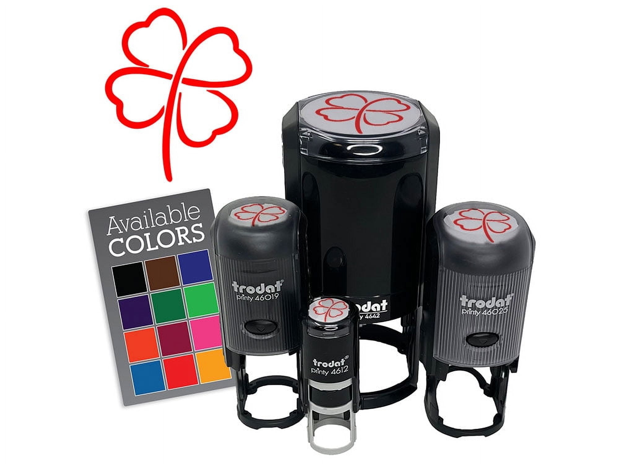 Contour Line Shamrock Four Leaf Clover Self-Inking Rubber Stamp Ink ...