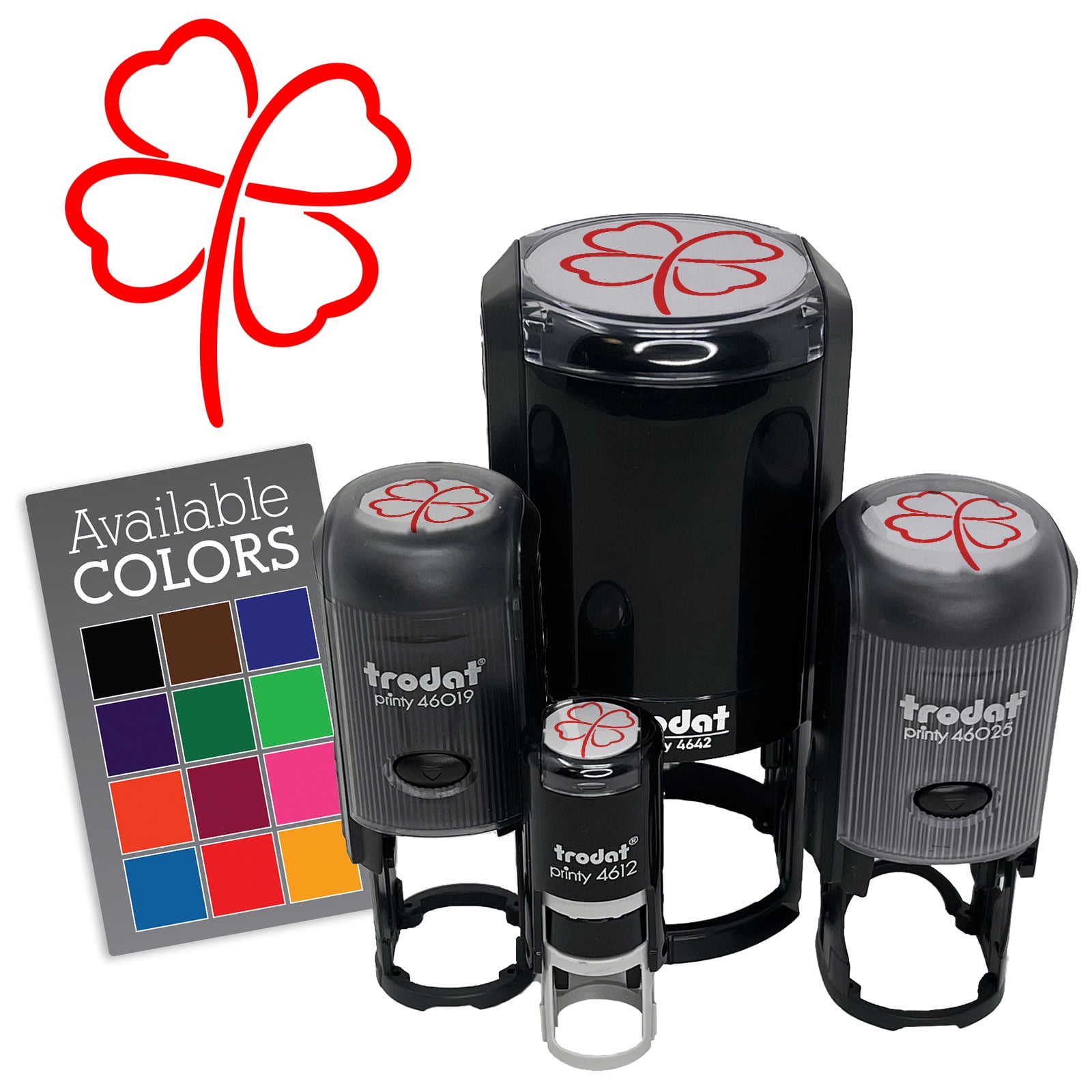 Contour Line Shamrock Four Leaf Clover Self-Inking Rubber Stamp Ink ...