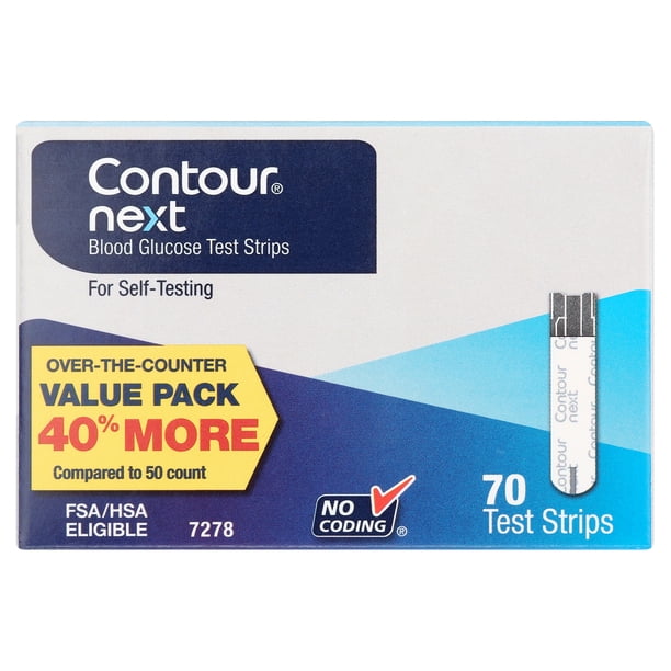 Contour Next Blood Glucose Test Strips Value Pack, 70 Ct - Walmart ...