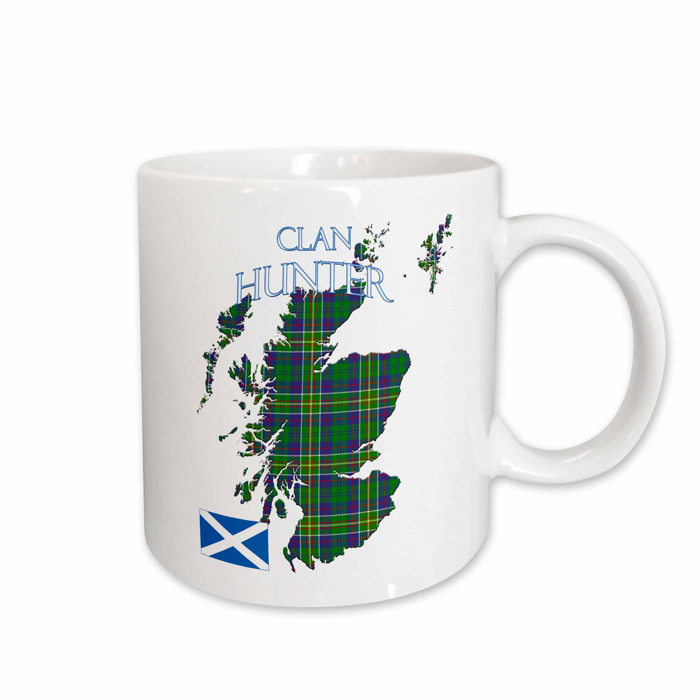 3drose, Contour of Scotland with the Hunter Clan Family Tartan., 15oz ...