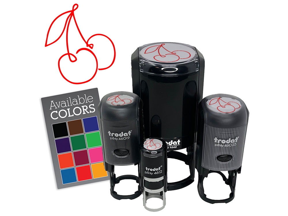 Contour Pair Juicy Cherry Fruit Self-Inking Rubber Stamp Ink Stamper ...