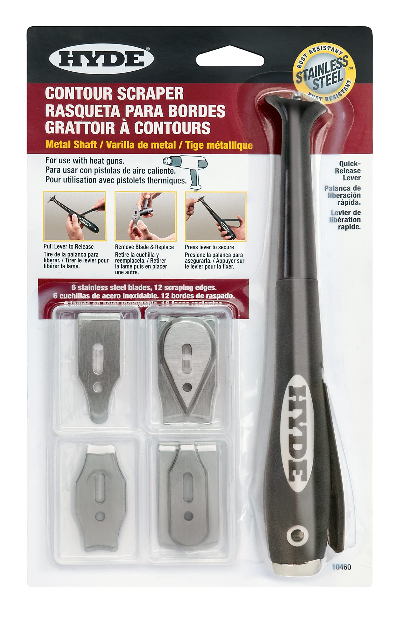 Contour Scraper Long Neck Metal Shaft, Heat Gun Safe with 6 Stainless ...