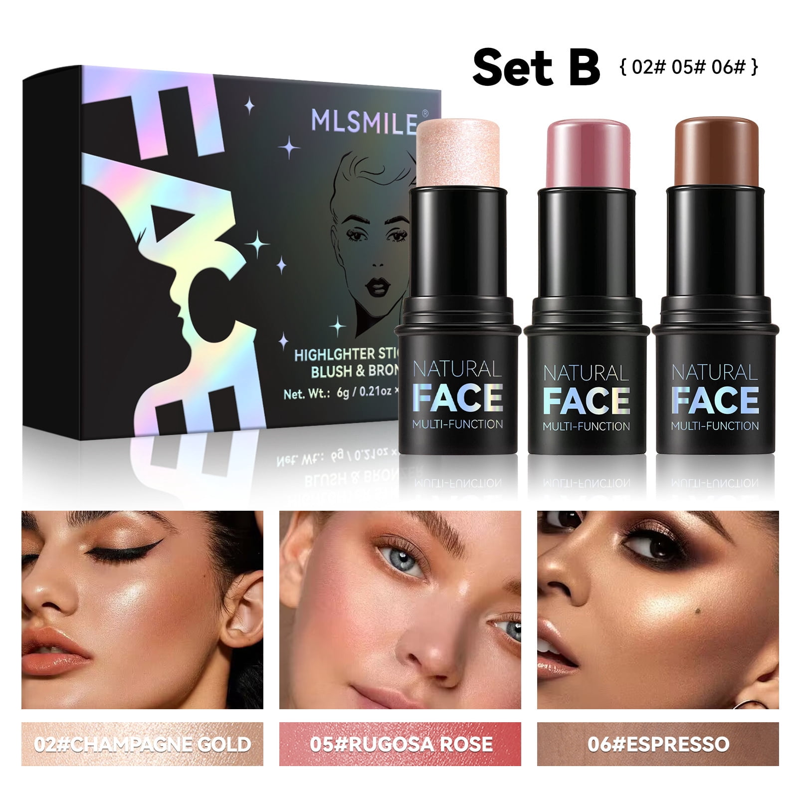 Contour Stick, Highlight Stick, Blush Stick, Cream Contour Kit with ...