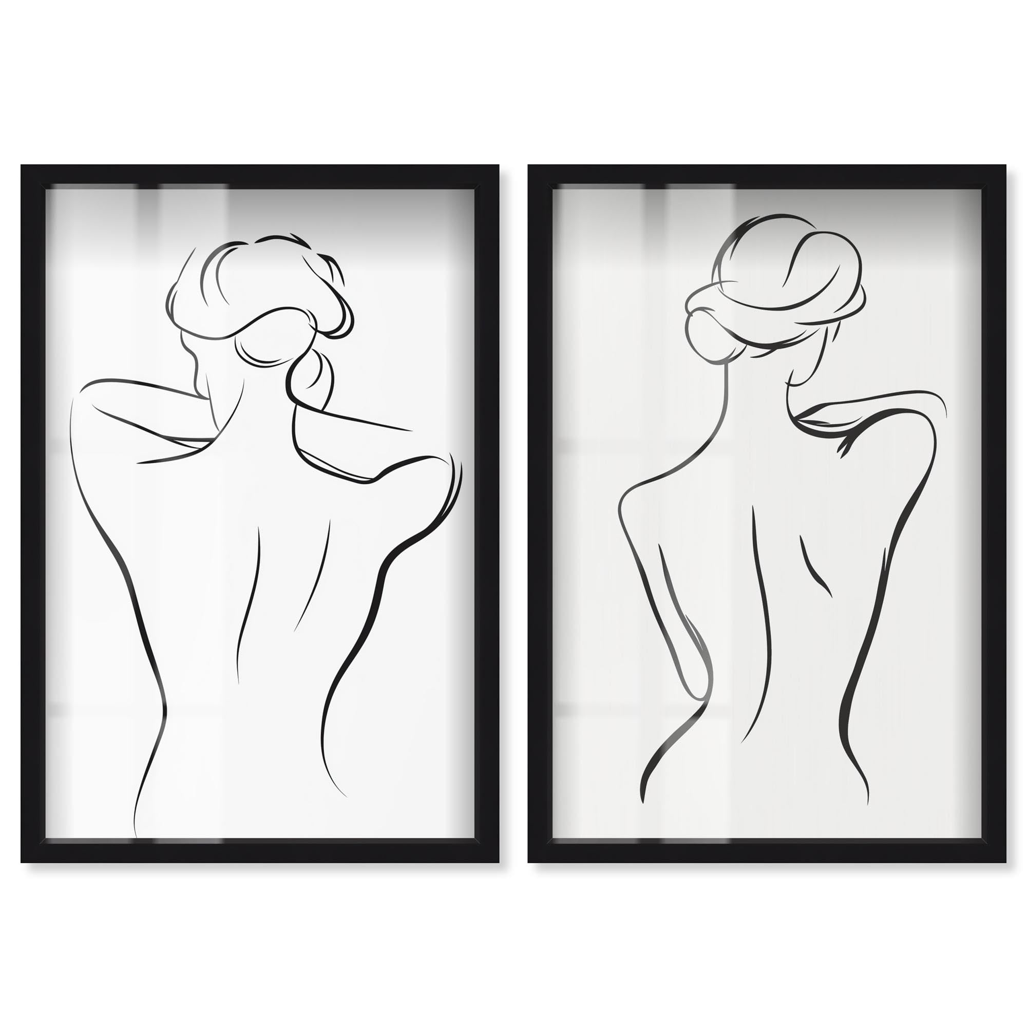 Contour of a Woman Set Shadowbox Print Modern Livingroom Art Set by Art ...