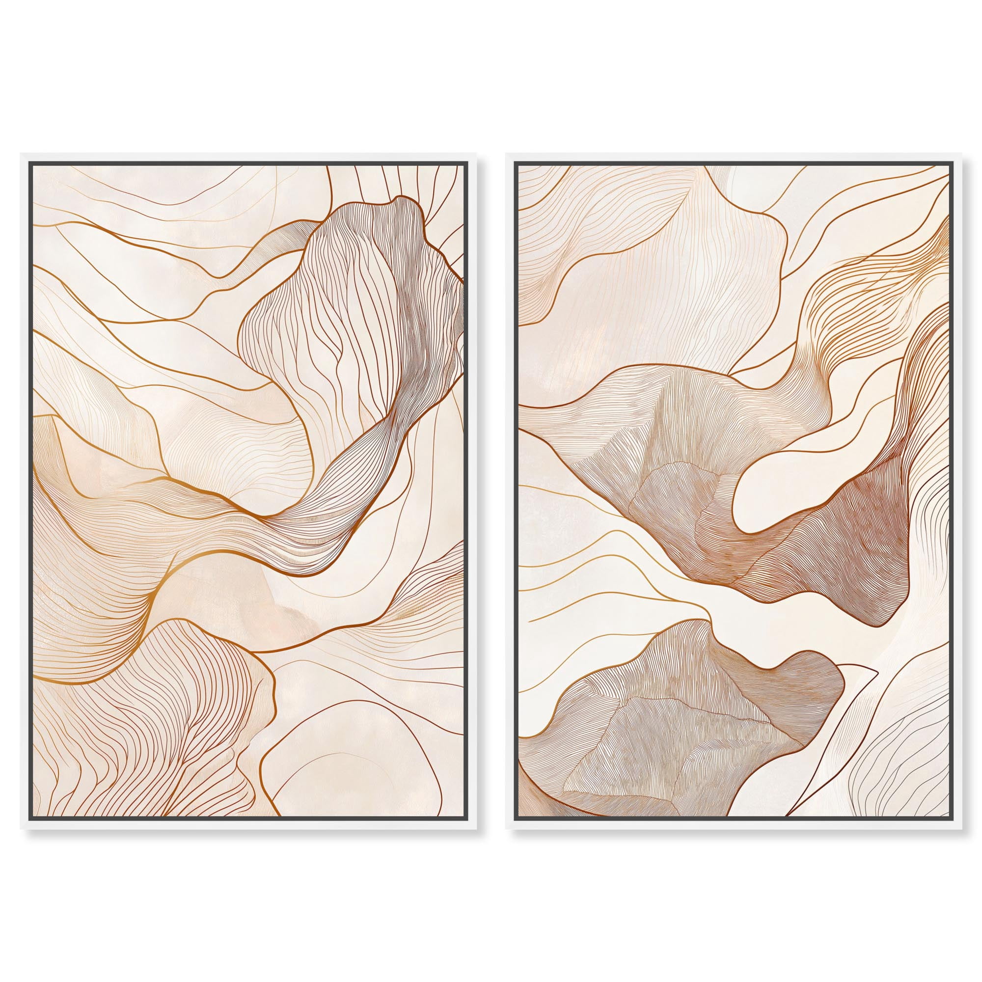 Contoured Reverie Set Canvas Print Gold Boho Wall Decor Set by Art ...